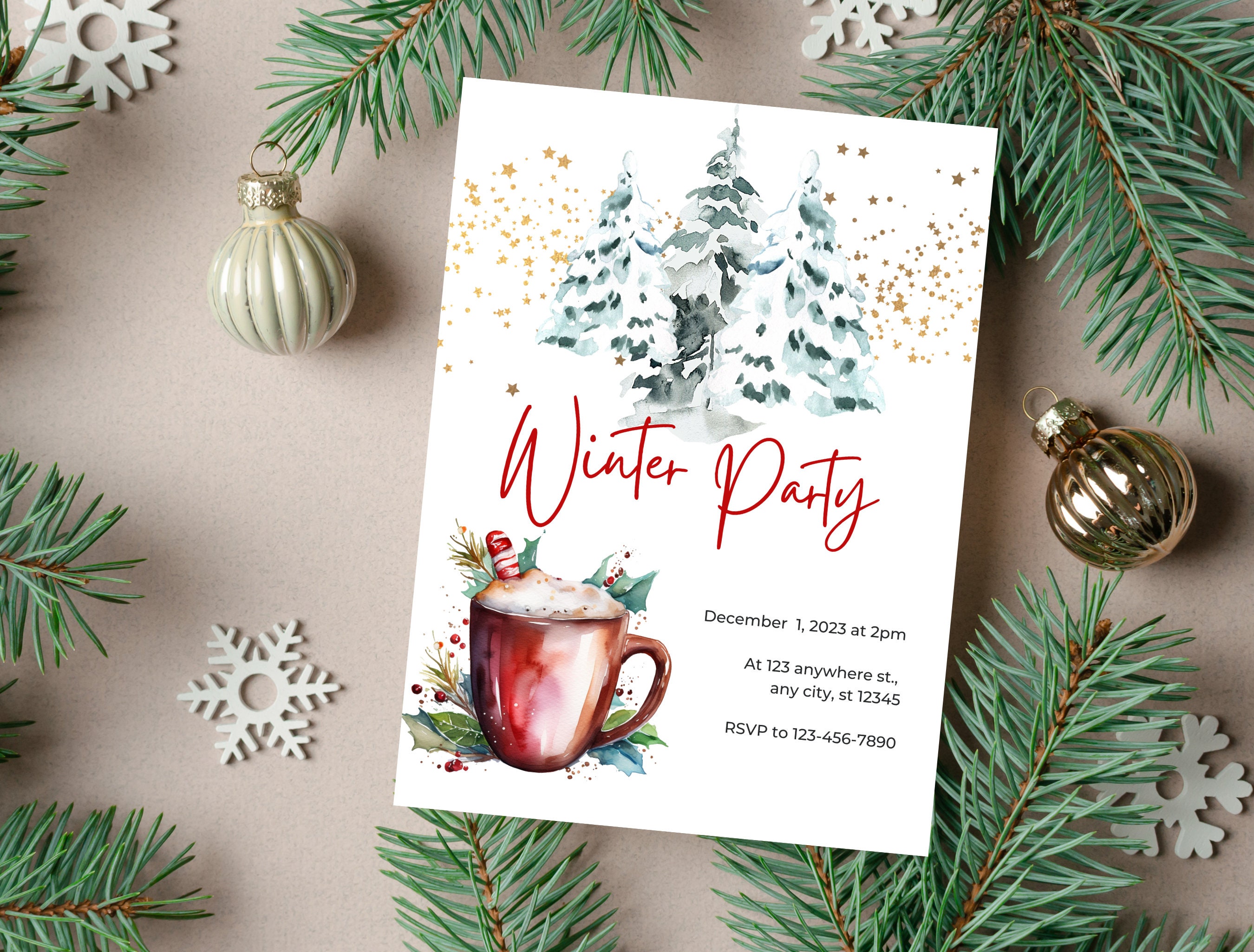 Hot Chocolate Party Invitation Template, Hot Chocolate Printable Card ...