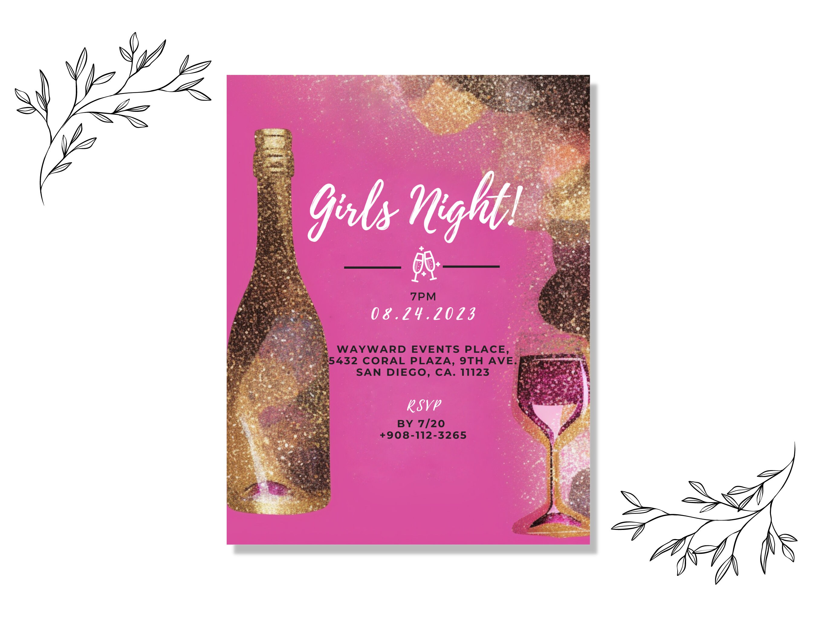 Girls Night Out Invitation, Girls Night Invite Digital, Ladies' Night ...