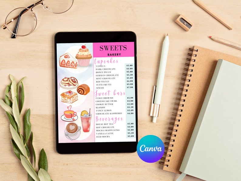 Bakery Menu Template, Dessert Menu Template, Sweet Treats Pricelist ...