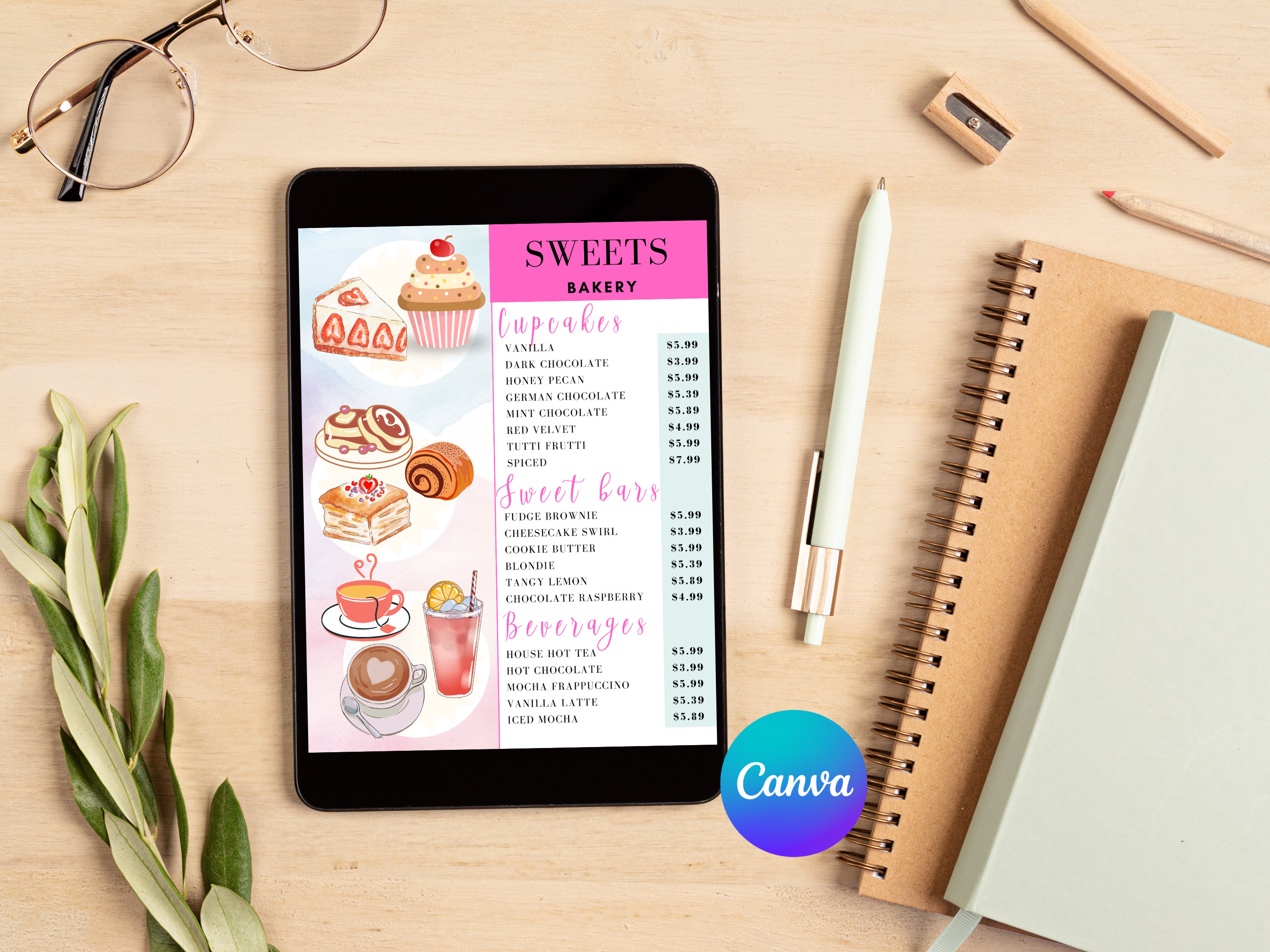 Bakery Menu Template, Dessert Menu Template, Sweet Treats Pricelist ...