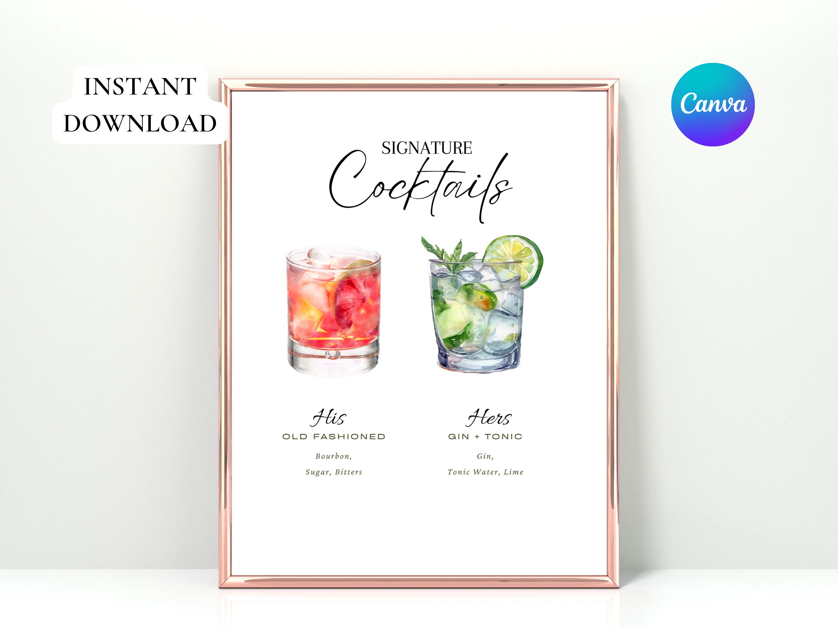 Bar Menu Template, Drink Menu Template, Customizable Cocktail Menu ...