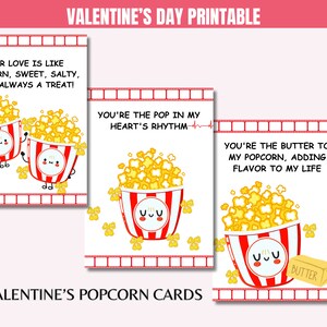 Popcorn Valentine Cards for Kids Classroom- Printable PDF for Classroom ...