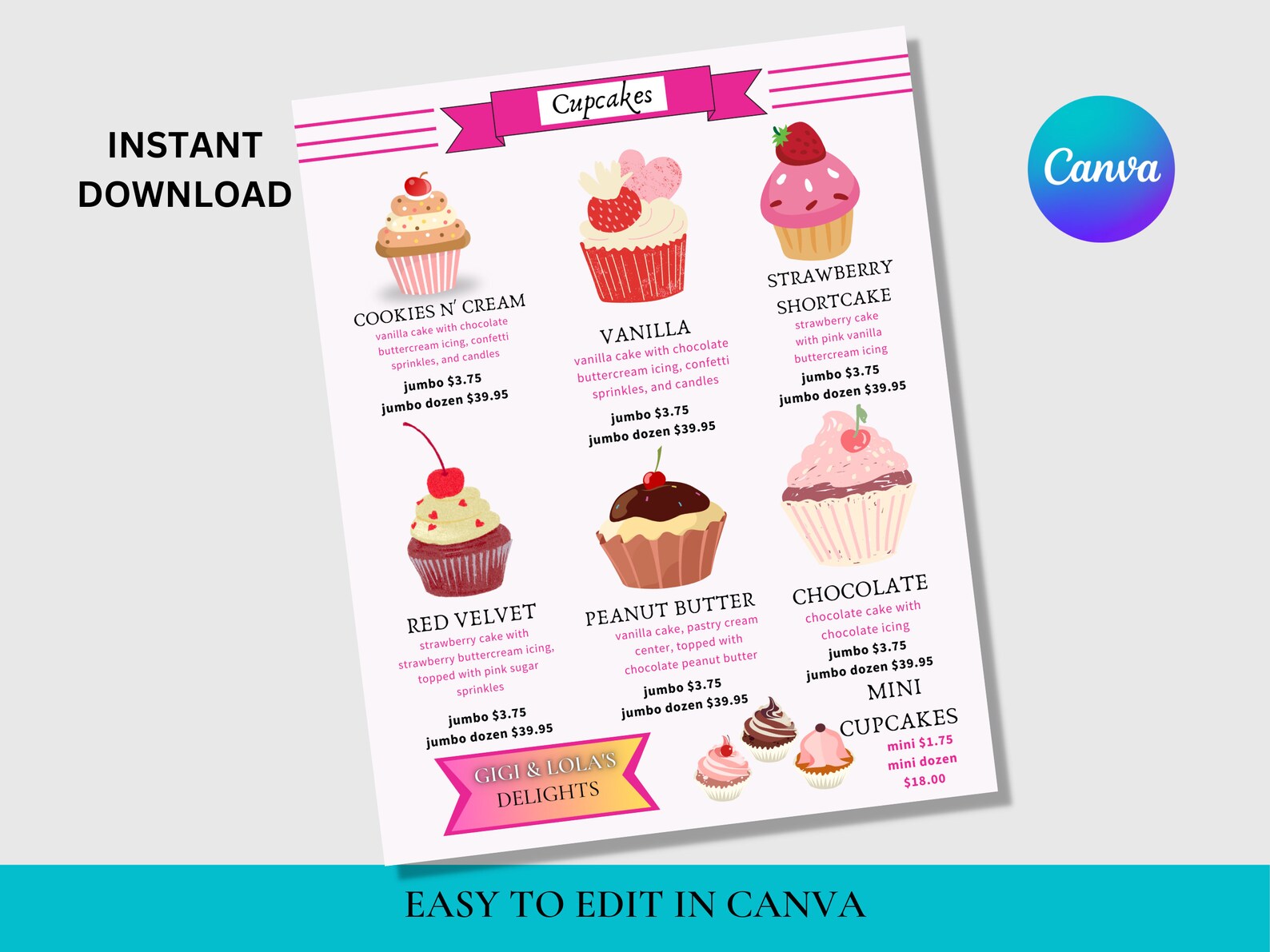 Bakery Menu Template, Dessert Menu Template, Sweet Treats Pricelist ...