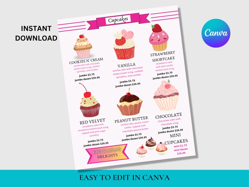 Bakery Menu Template, Dessert Menu Template, Sweet Treats Pricelist ...