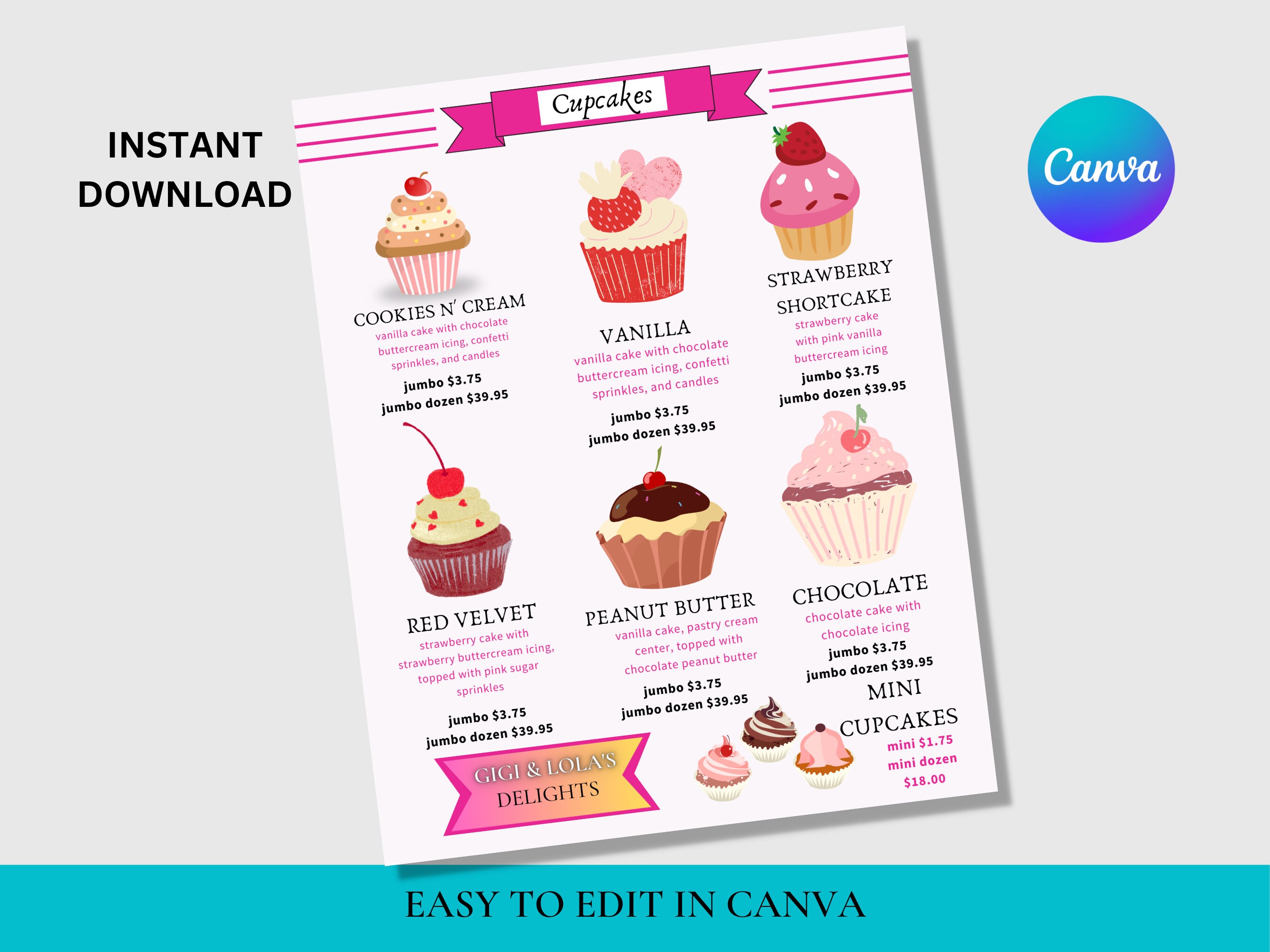 Bakery Menu Template, Dessert Menu Template, Sweet Treats Pricelist ...