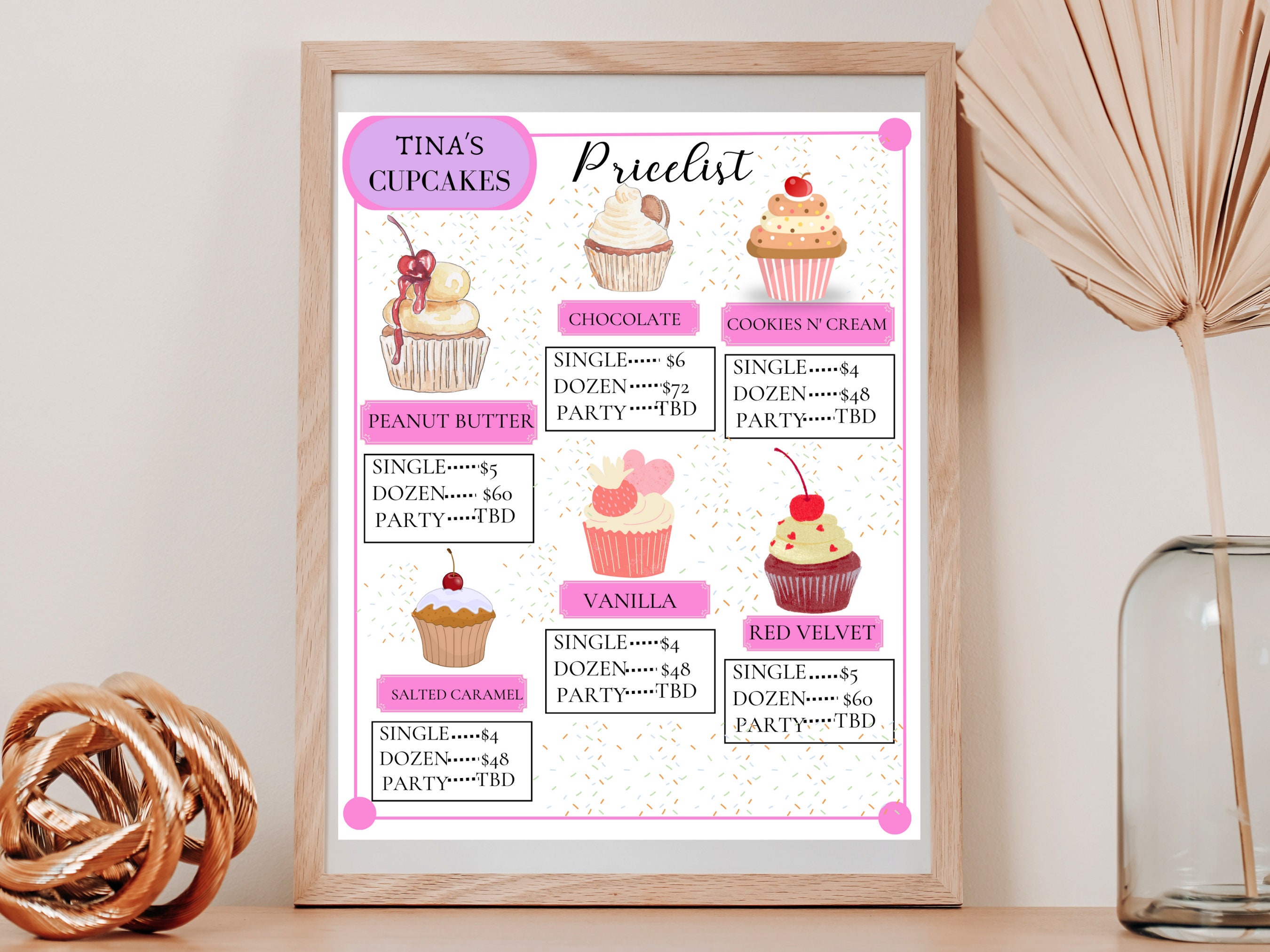 Bakery Menu Template, Dessert Menu Template, Pricelist Sheet, Cupcake ...