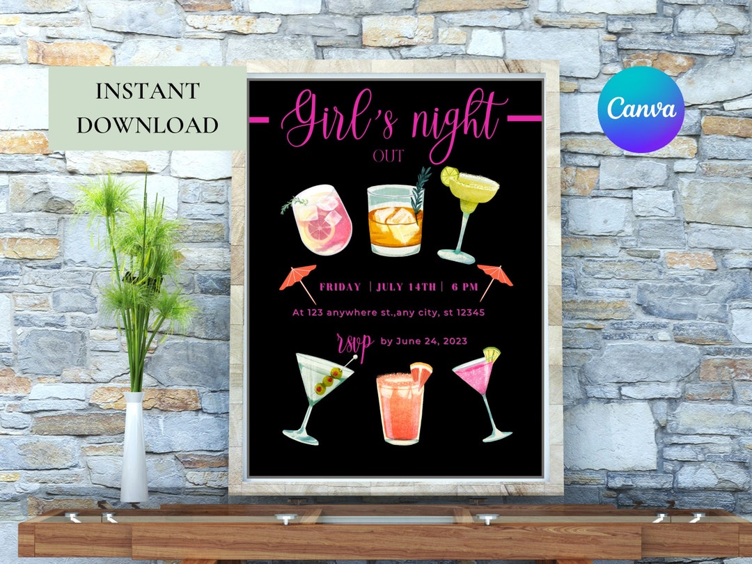 Girls Night Out Invitation Template, Girls Night Invite, Ladies Night ...