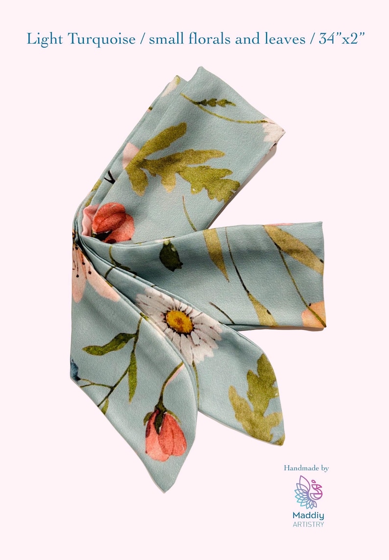 Silky Satin Skinny Scarf: Floral Handbag Handle Wrap (34"x2") - Etsy