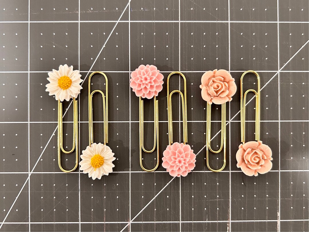 Set of 6 Floral Paperclip Bookmarks | Handmade Porcelain Clay ...
