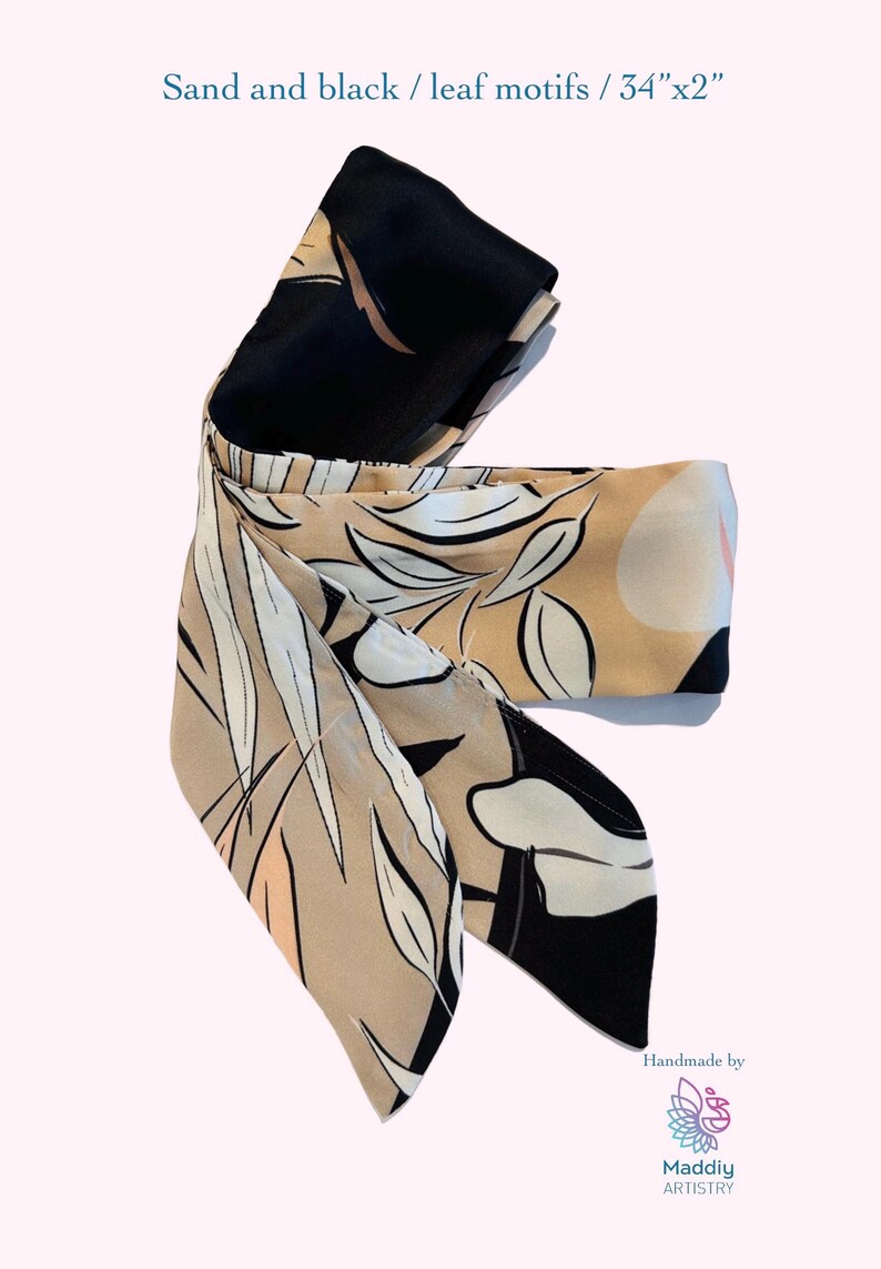 Silky Satin Skinny Scarf: Floral Handbag Handle Wrap (34"x2") - Etsy