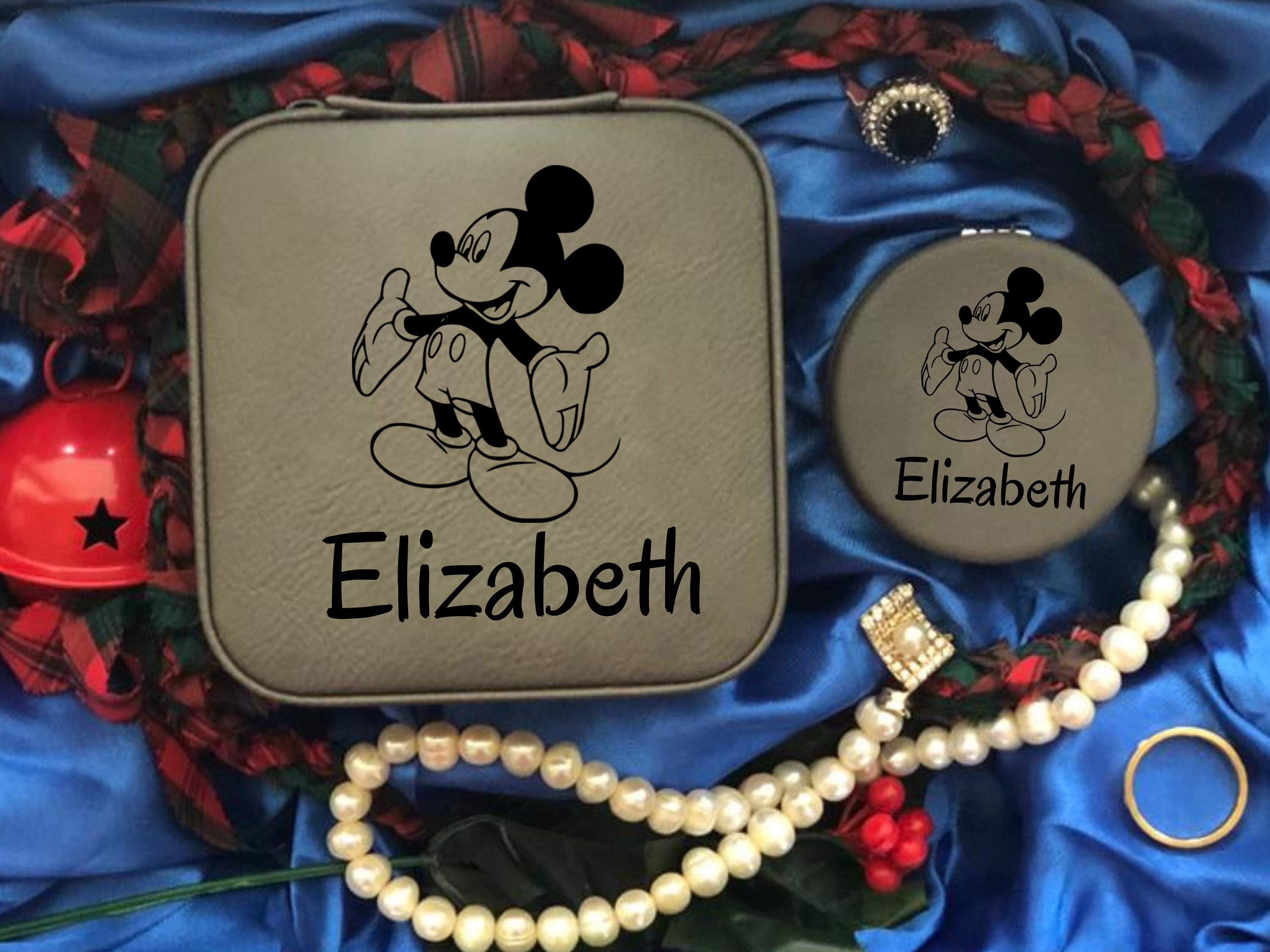 Custom Leather Jewelry Box and Leather Compact Mirror, Disney Inspired ...