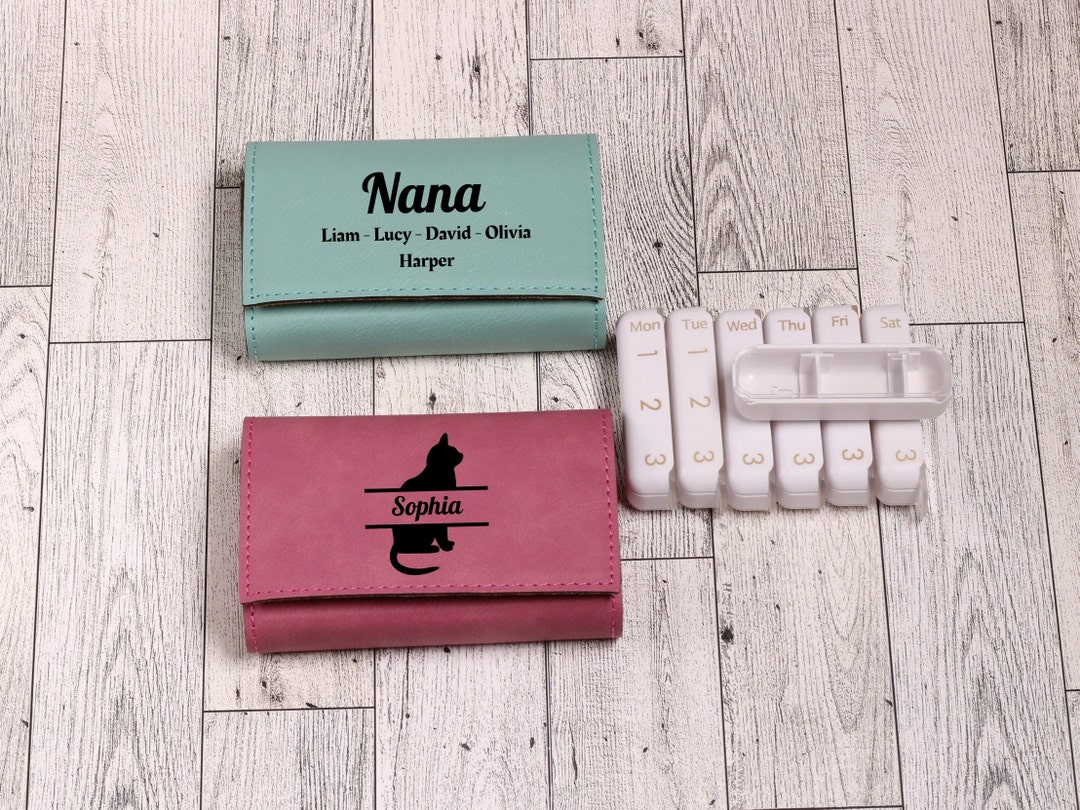 Custom Pill Box, Pill Box 7 Day, Pill Box for Purse, Vegan Leather Pill ...
