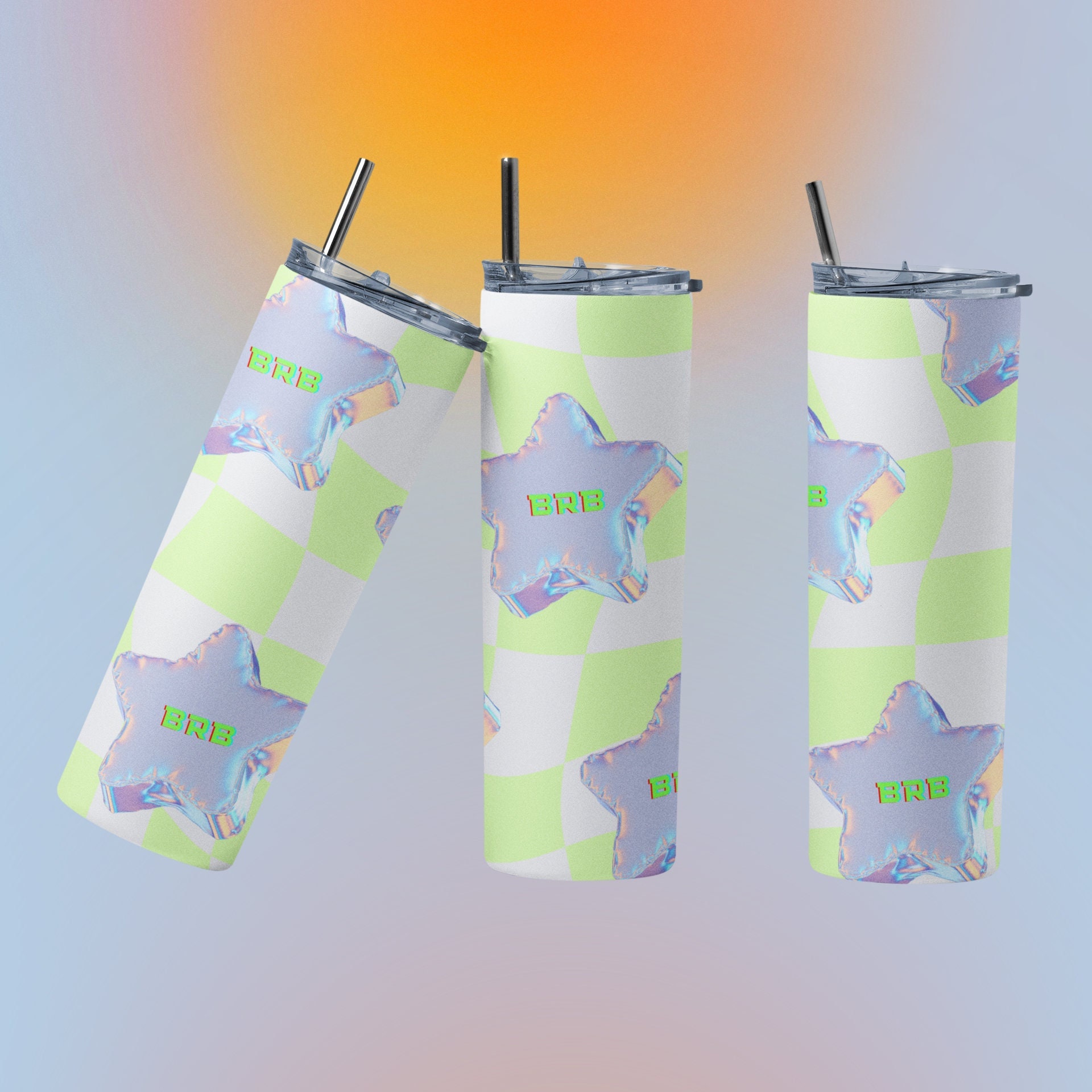 Y2K Millennial "brb" Chat 20 Oz. Tumbler PNG Straight Wrap Design - 90s ...