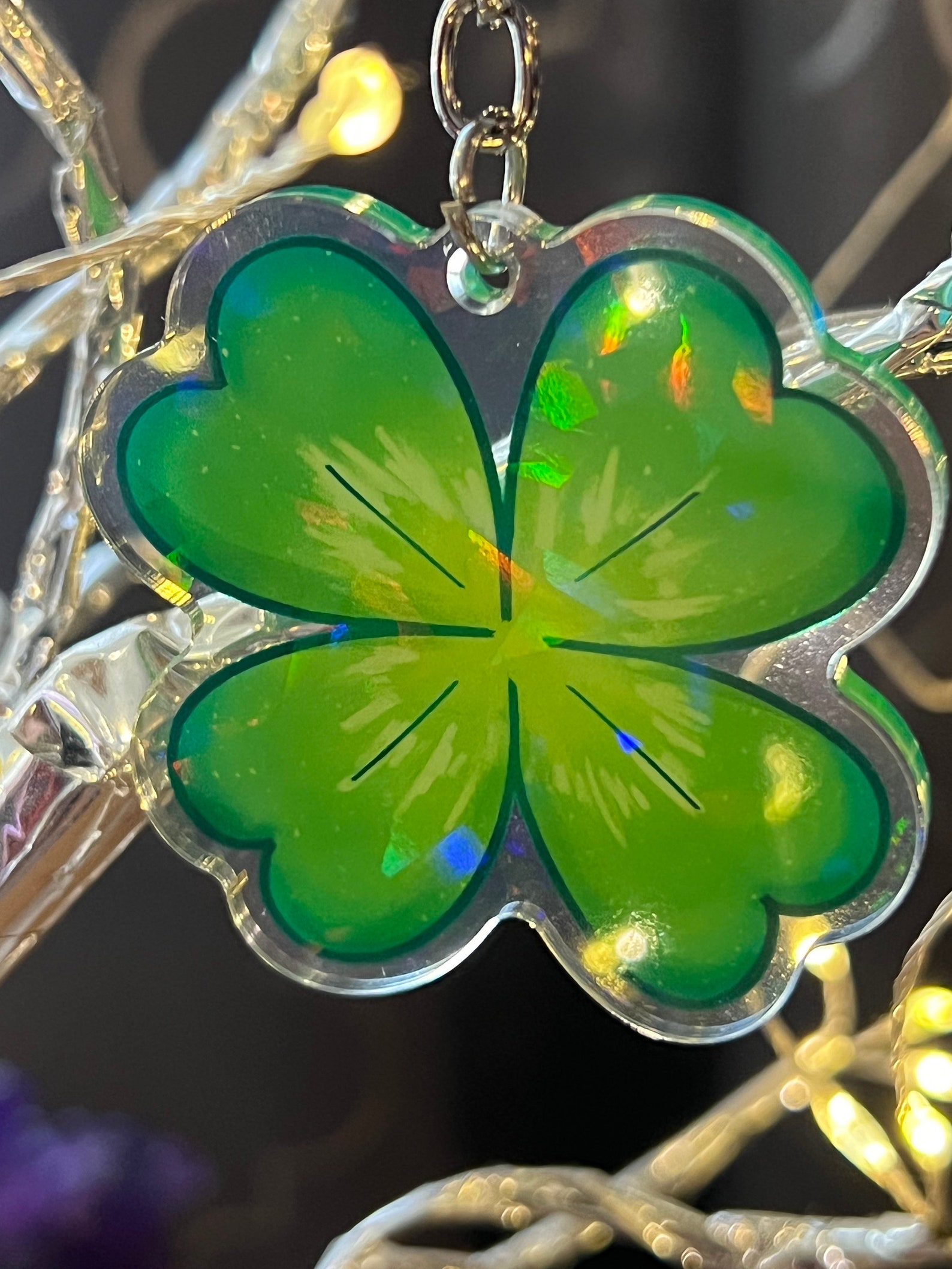 2" Holographic Lucky Four Leaf Clover - Etsy