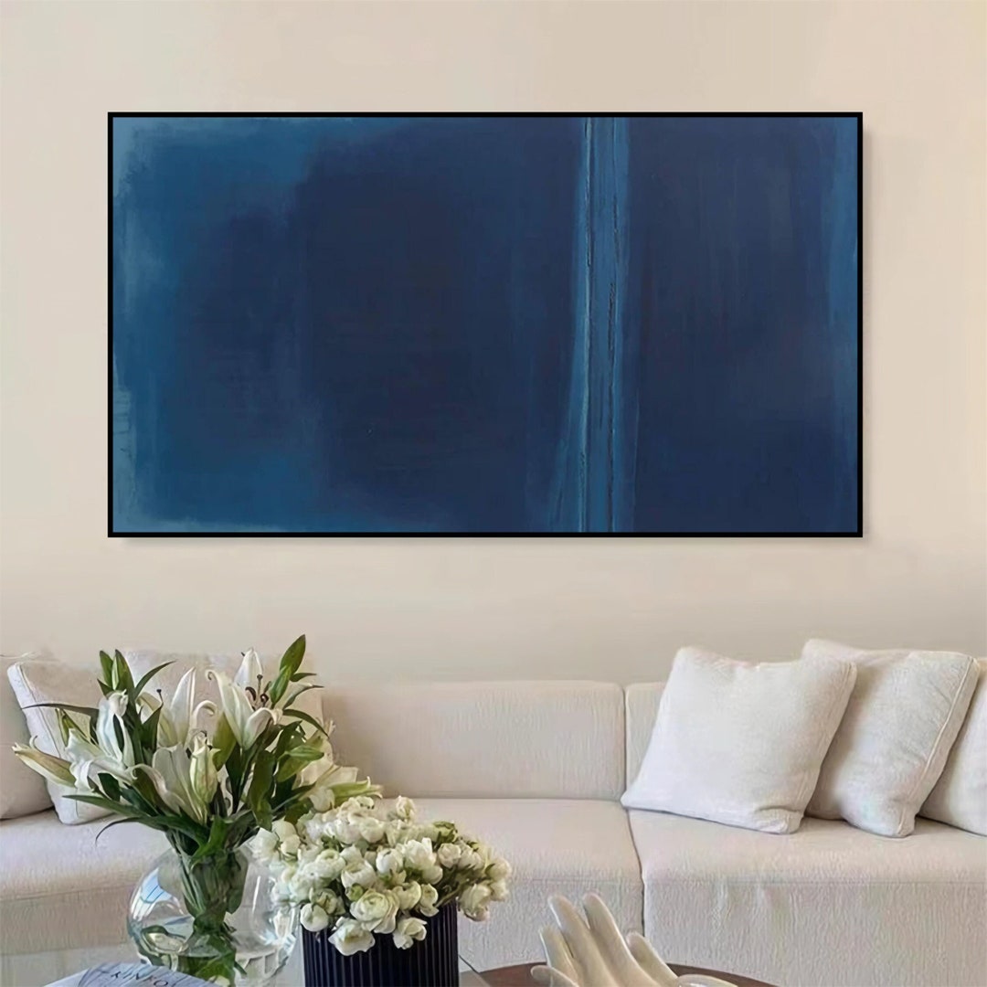 Large Blue Modern Minimalist Art Blue Abstract Painting Blue - Etsy