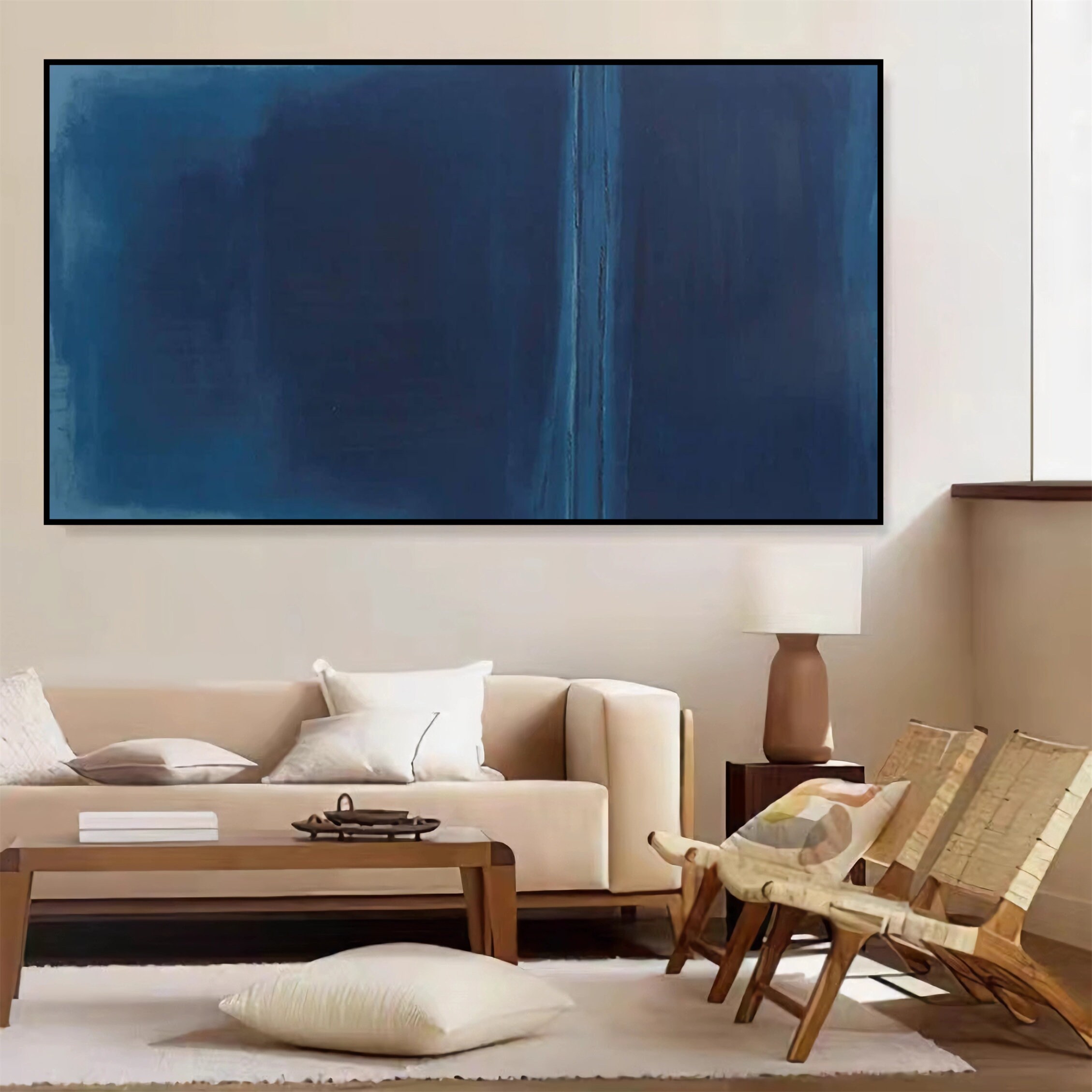Large Blue Modern Minimalist Art Blue Abstract Painting Blue - Etsy