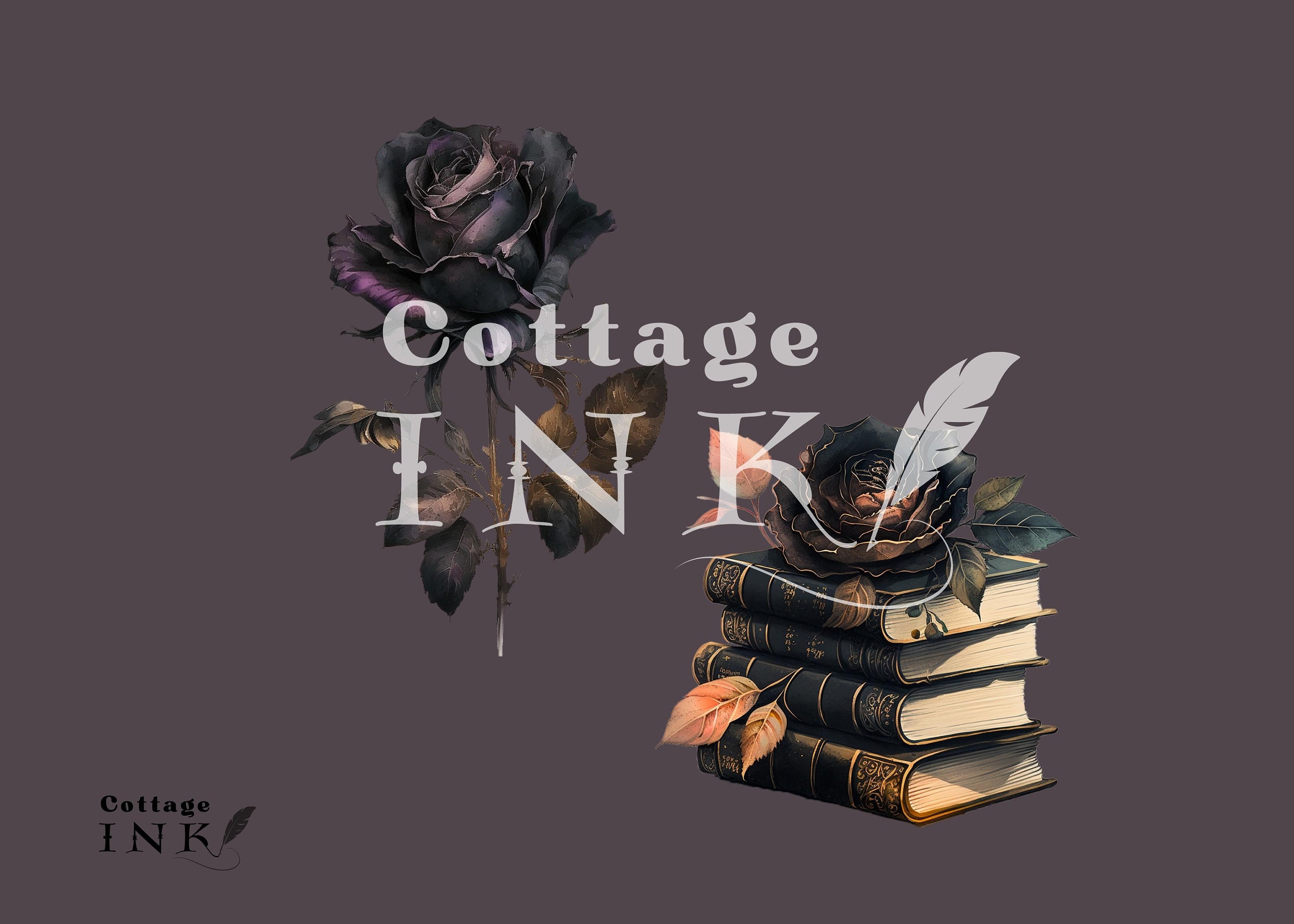 Black Roses Clipart Bundle, Watercolor Dark Academia Clip Arts PNG ...