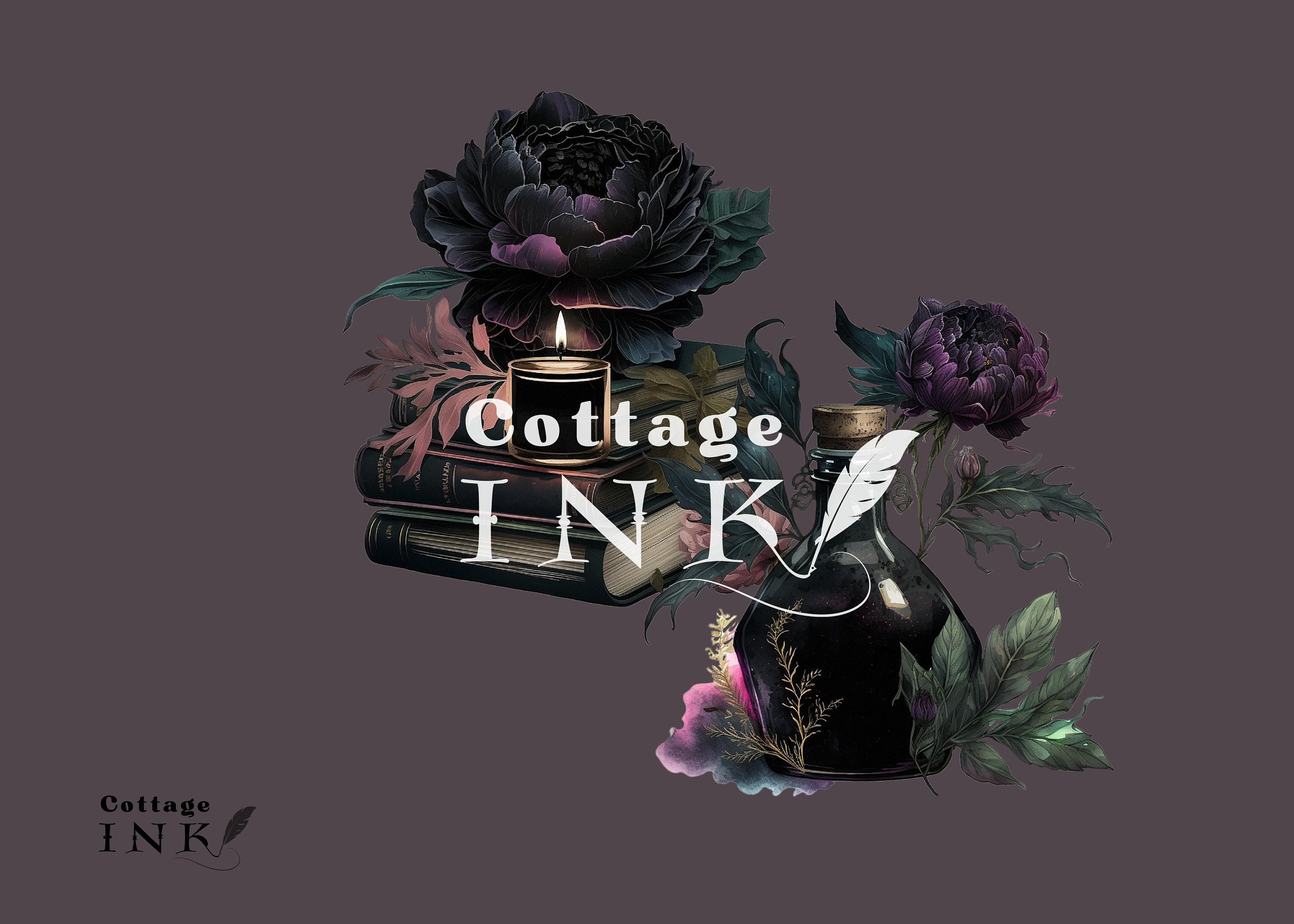 Black Peony Clipart Bundle Watercolor Dark Academia Clipart - Etsy