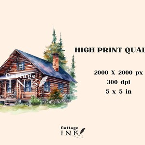 Watercolour Log Cabin Clipart Bundle, Cabins in the Woods Clipart ...
