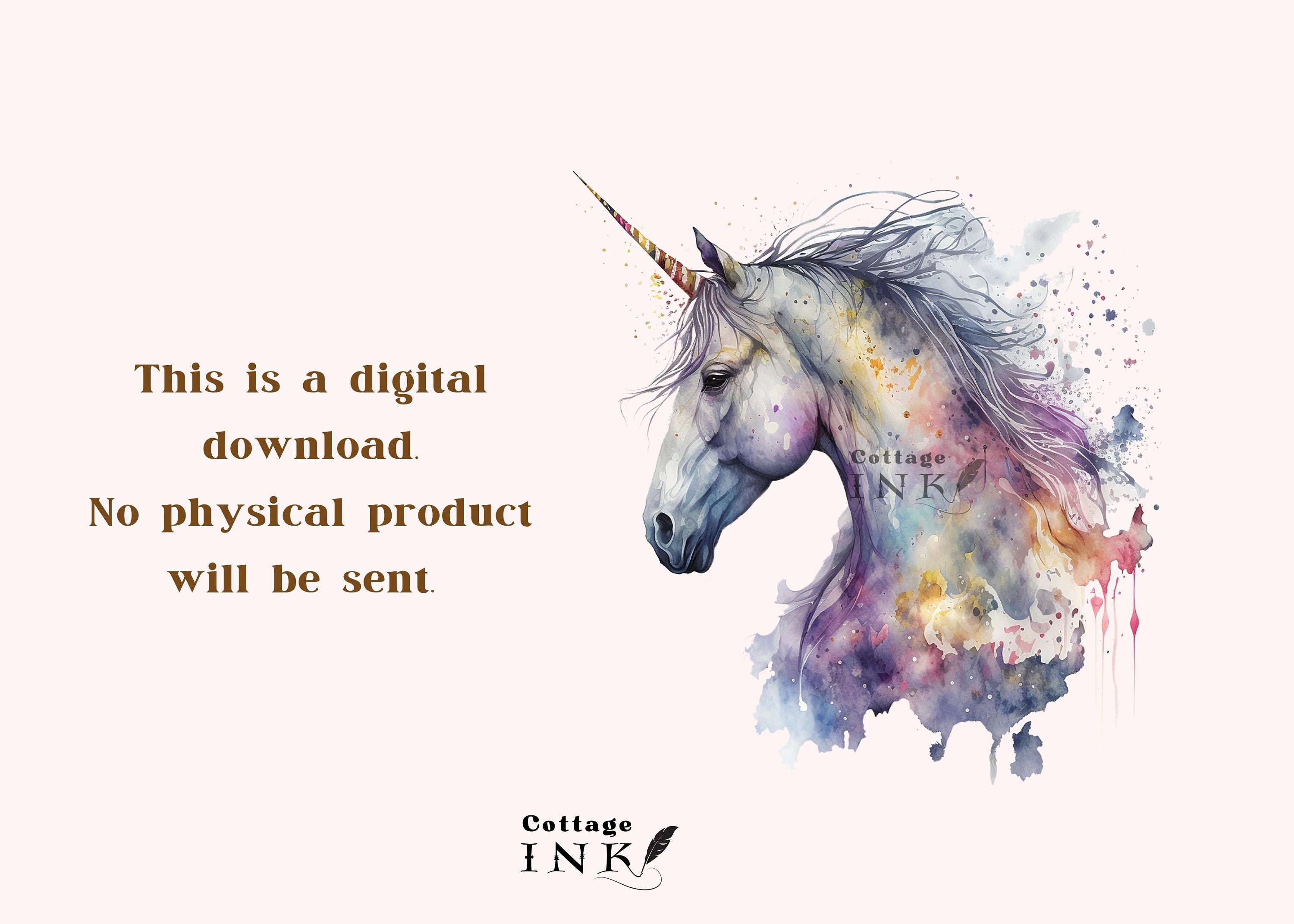 Watercolor Unicorn Clipart, Rainbow Unicorn Fantasy Clipart, Fairy Tale ...