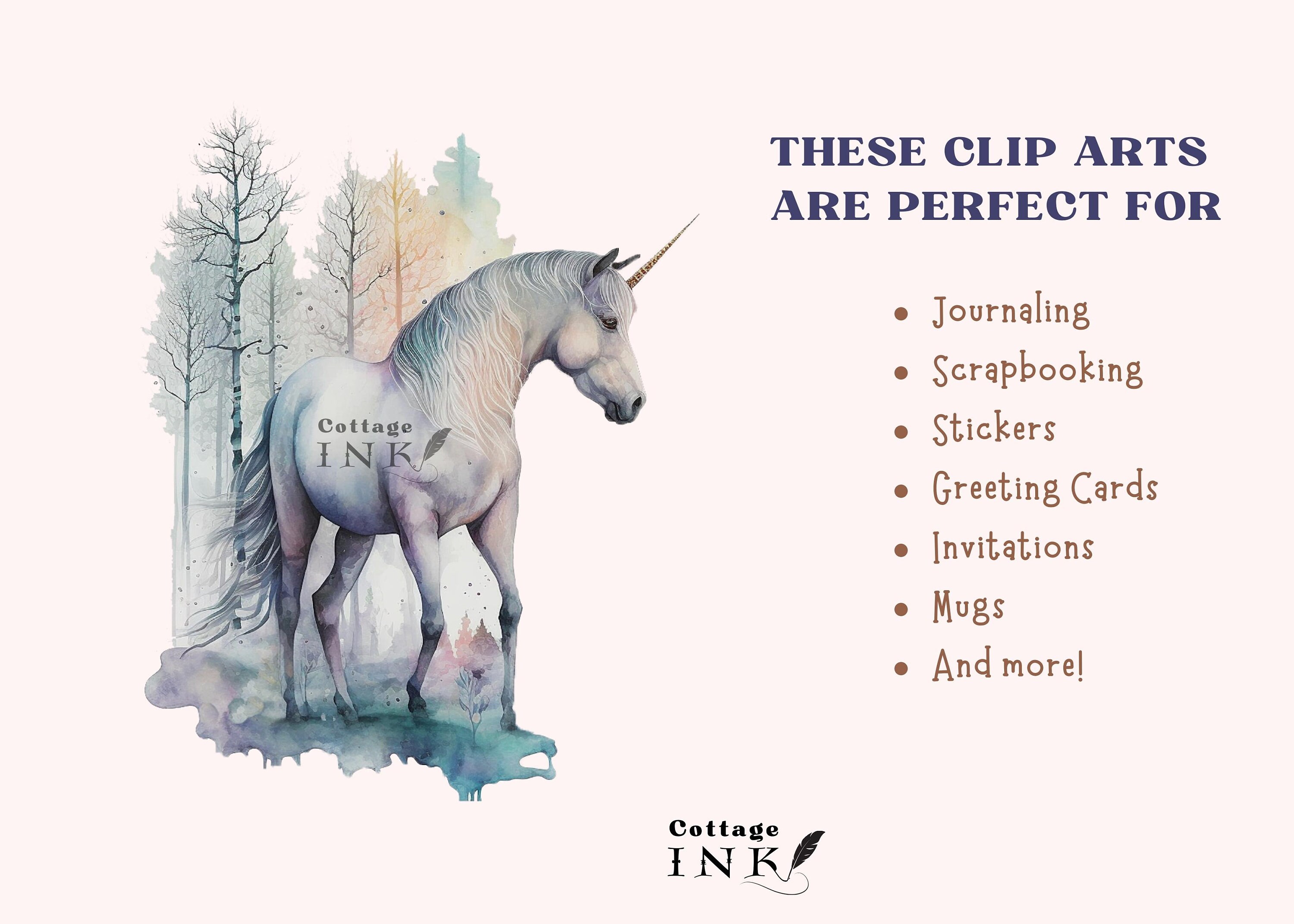 Watercolor Unicorn Clipart, Rainbow Unicorn Fantasy Clipart, Fairy Tale ...