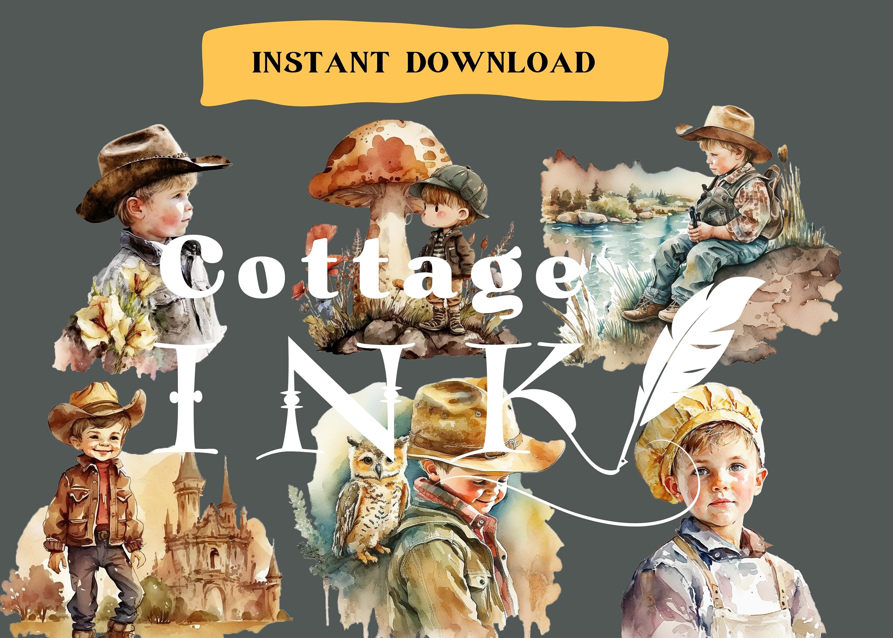 Watercolor Cowboy Baby Clipart, Adventure Cowboy Cliparts, Wild West ...