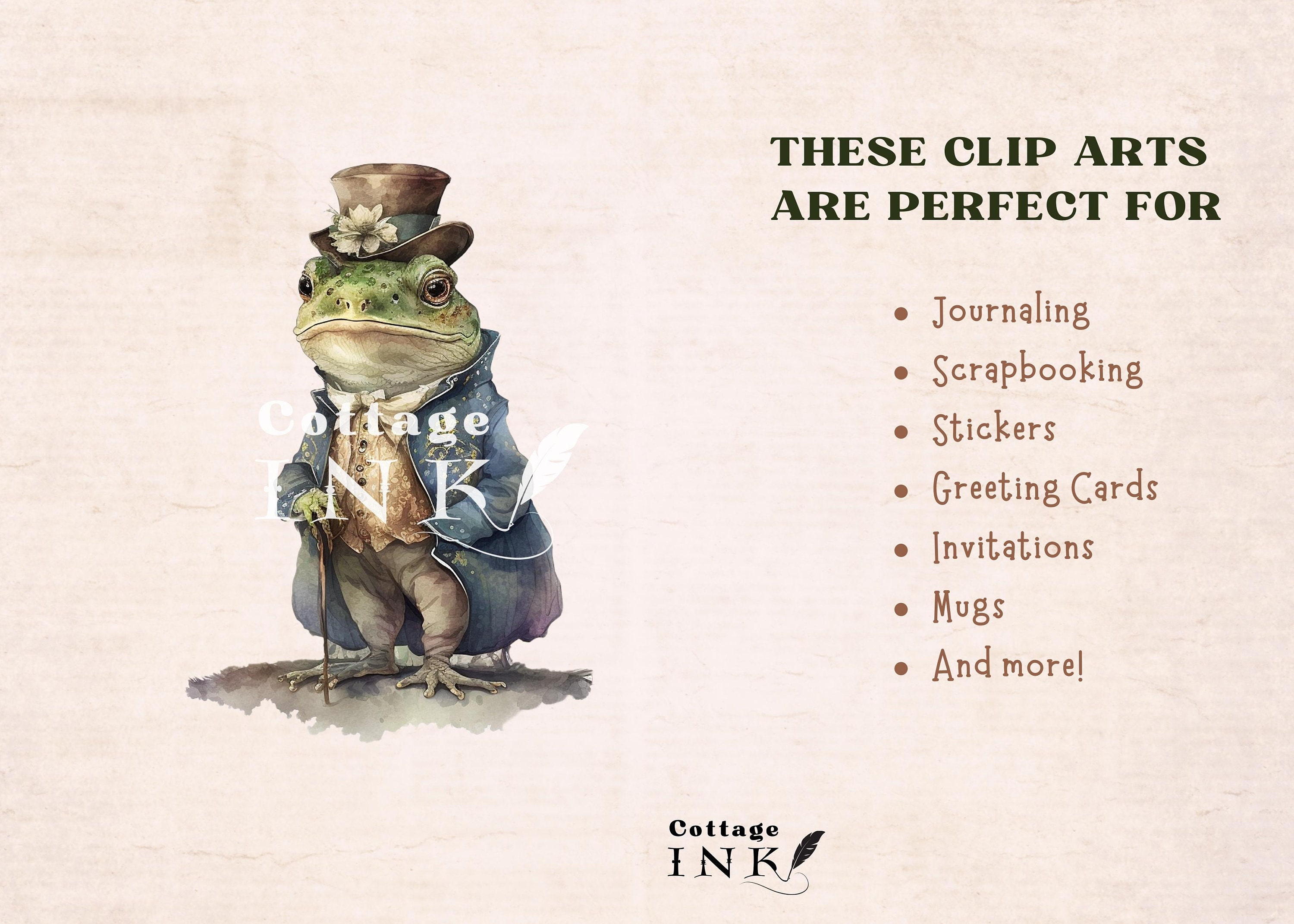 Fairy Tale Frog Clipart Bundle, Watercolor Vintage Frog Clipart ...