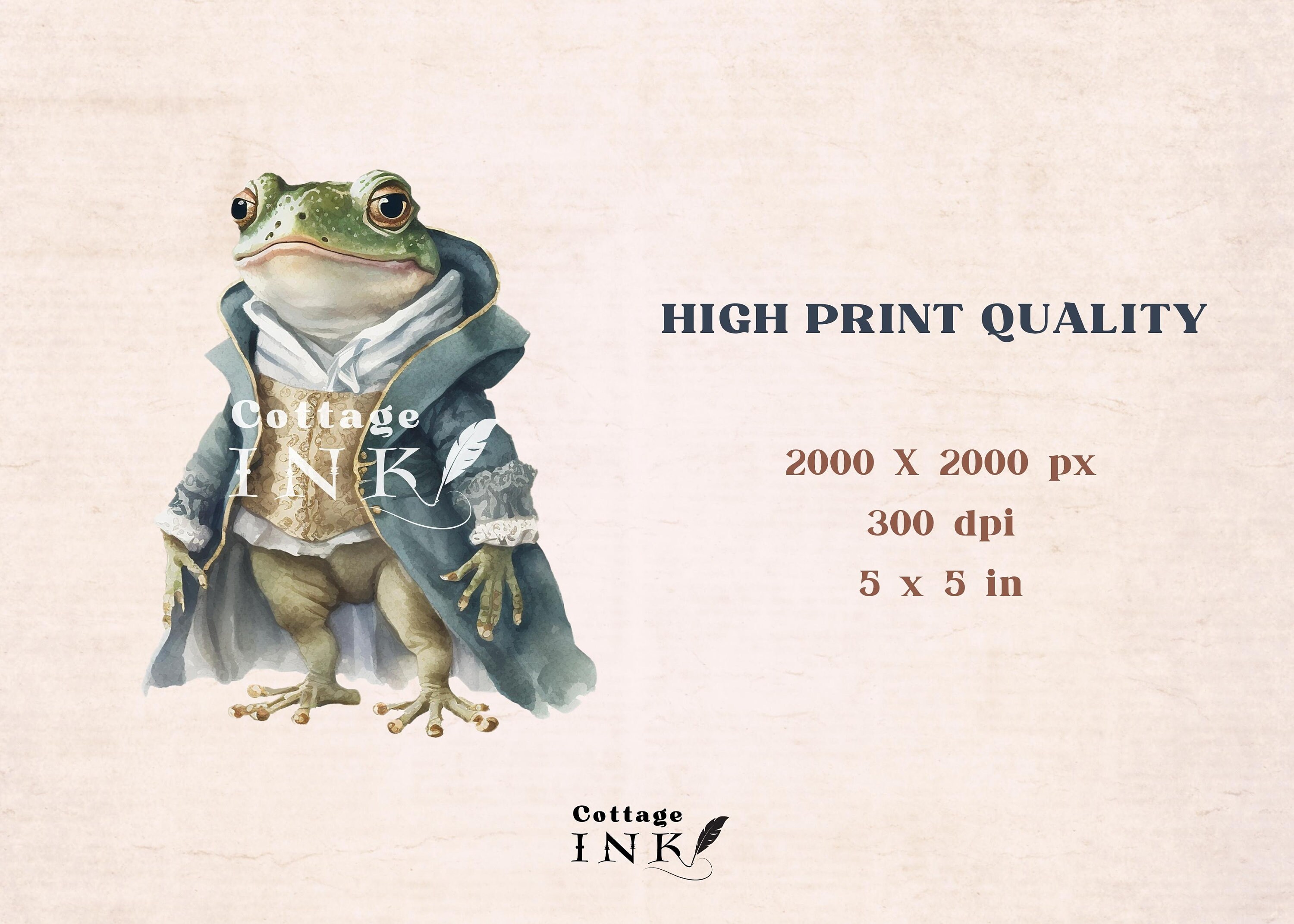 Fairy Tale Frog Clipart Bundle, Watercolor Vintage Frog Clipart ...