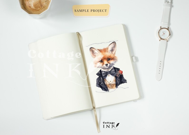 Victorian Fox Clipart Bundle, Watercolor Vintage Fox Clipart, Cute ...