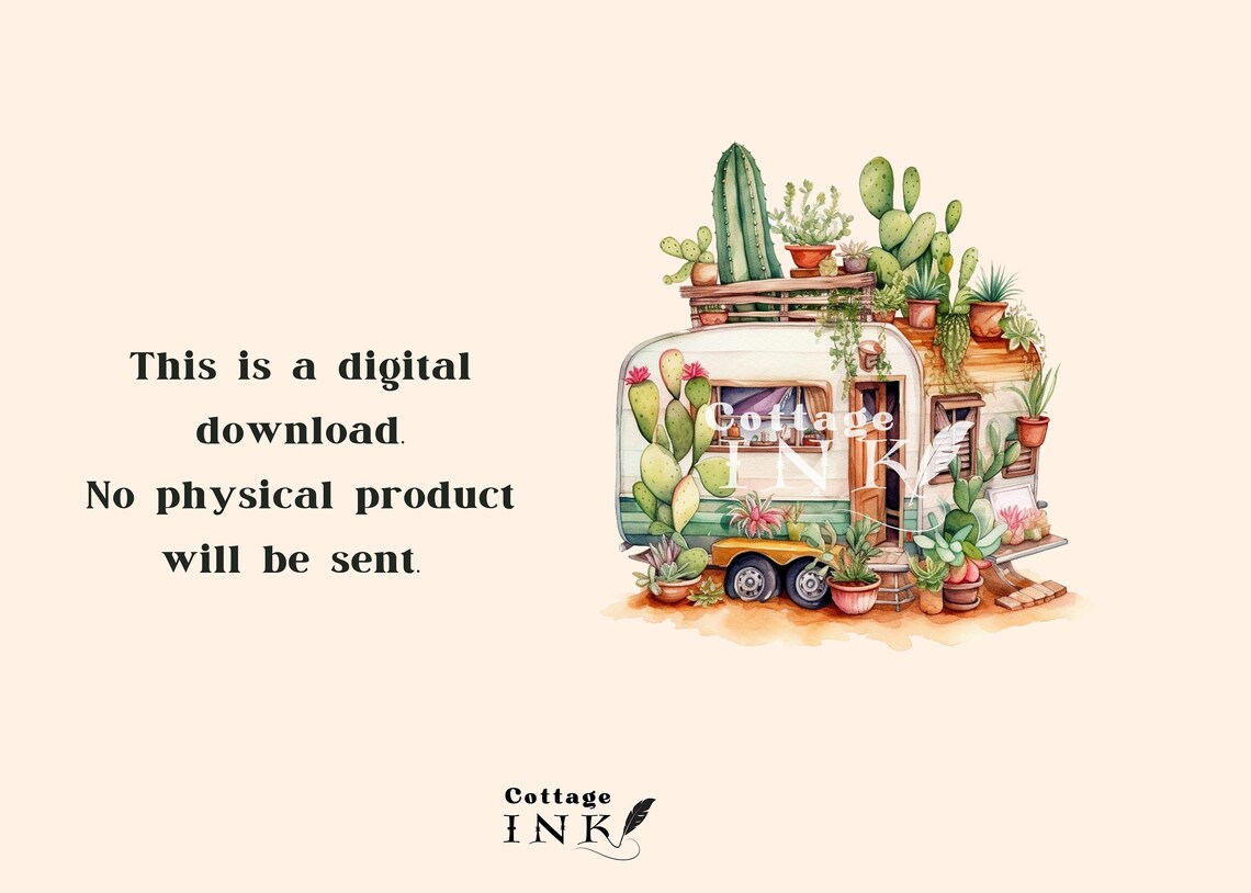 Watercolor Boho Caravan Clipart Bundle Cute Floral Camper - Etsy
