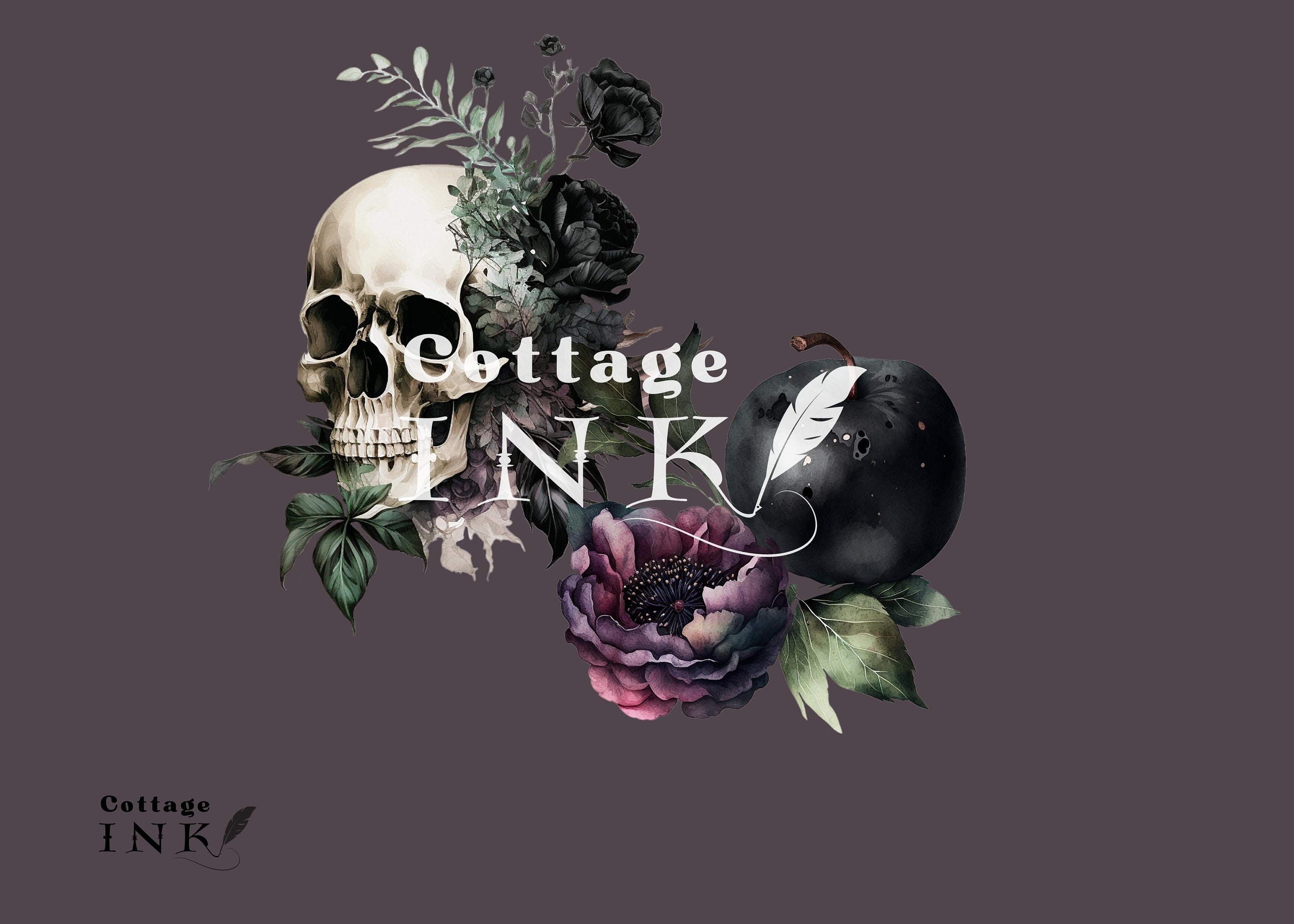 Black Peony Clipart Bundle Watercolor Dark Academia Clipart - Etsy