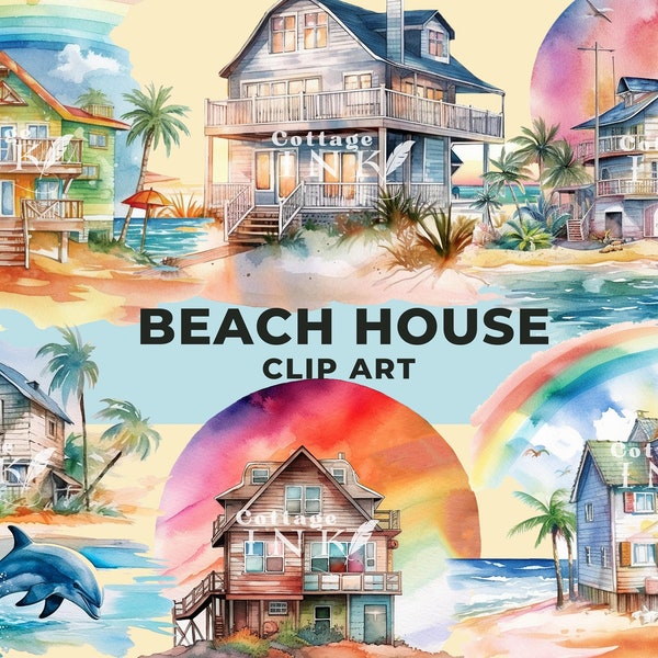 Beach House Clipart - Etsy