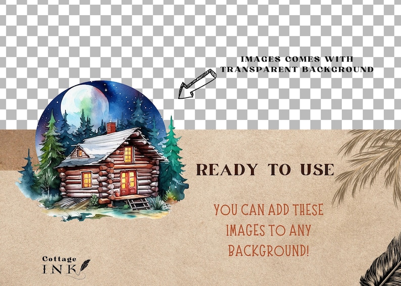 Watercolour Log Cabin Clipart Bundle, Cabins in the Woods Clipart ...