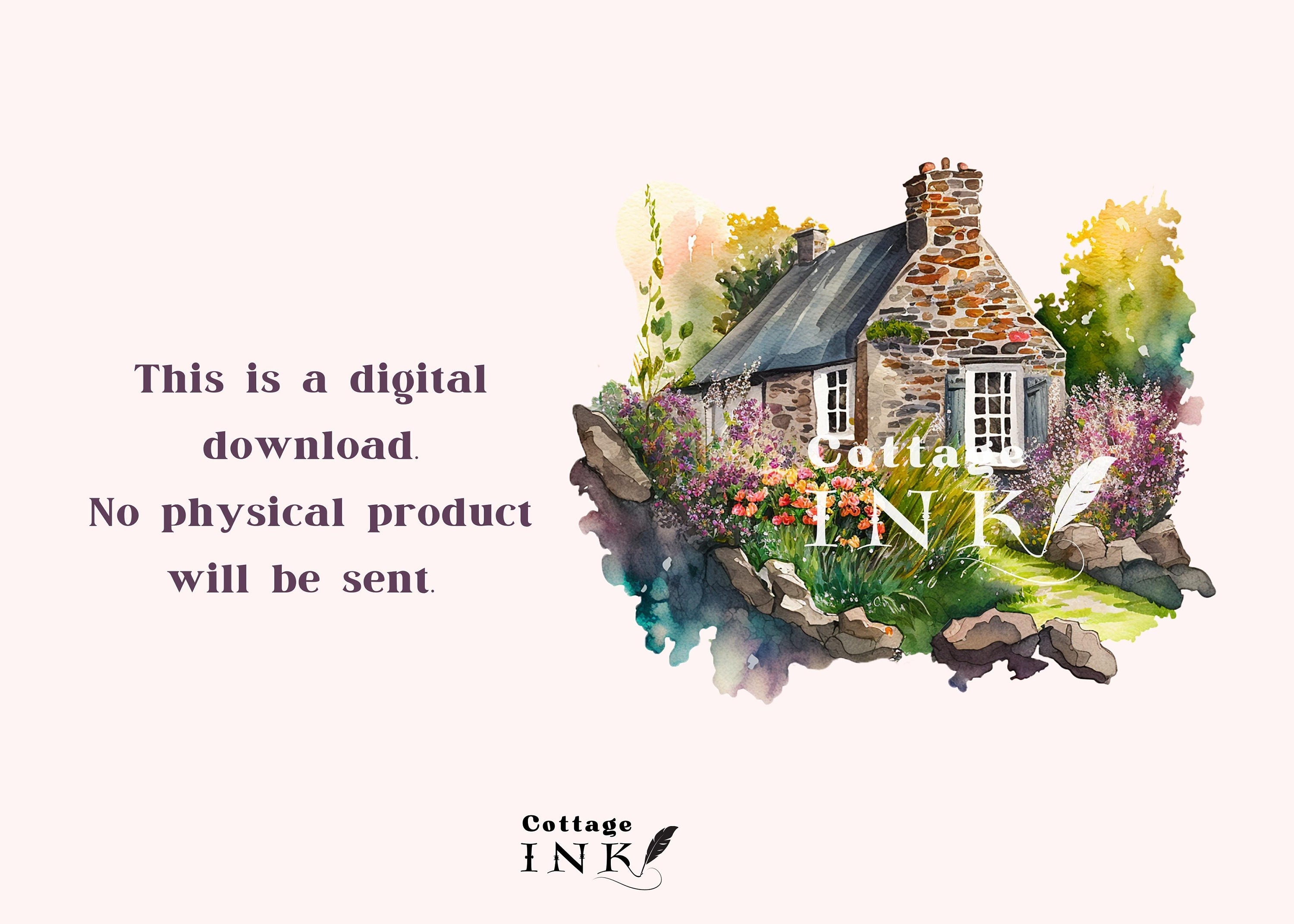 Cottage Garden Clipart Bundle, Floral Cottage Stone Wall Cliparts ...