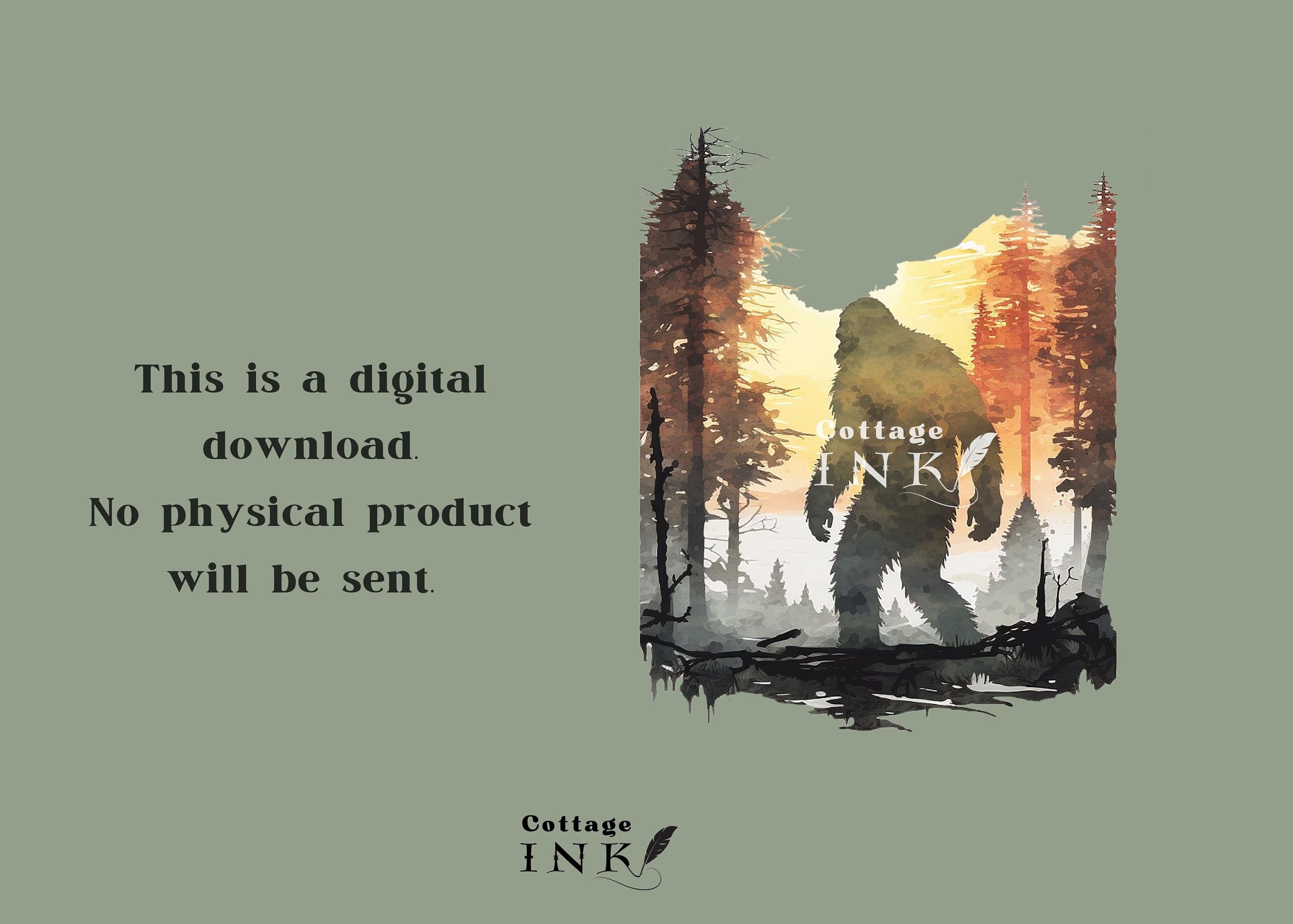 Watercolour Bigfoot Clipart Bundle, Sasquatch Cliparts, Forest Creature ...