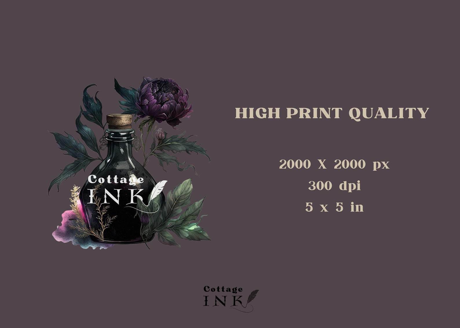 Black Peony Clipart Bundle Watercolor Dark Academia Clipart - Etsy