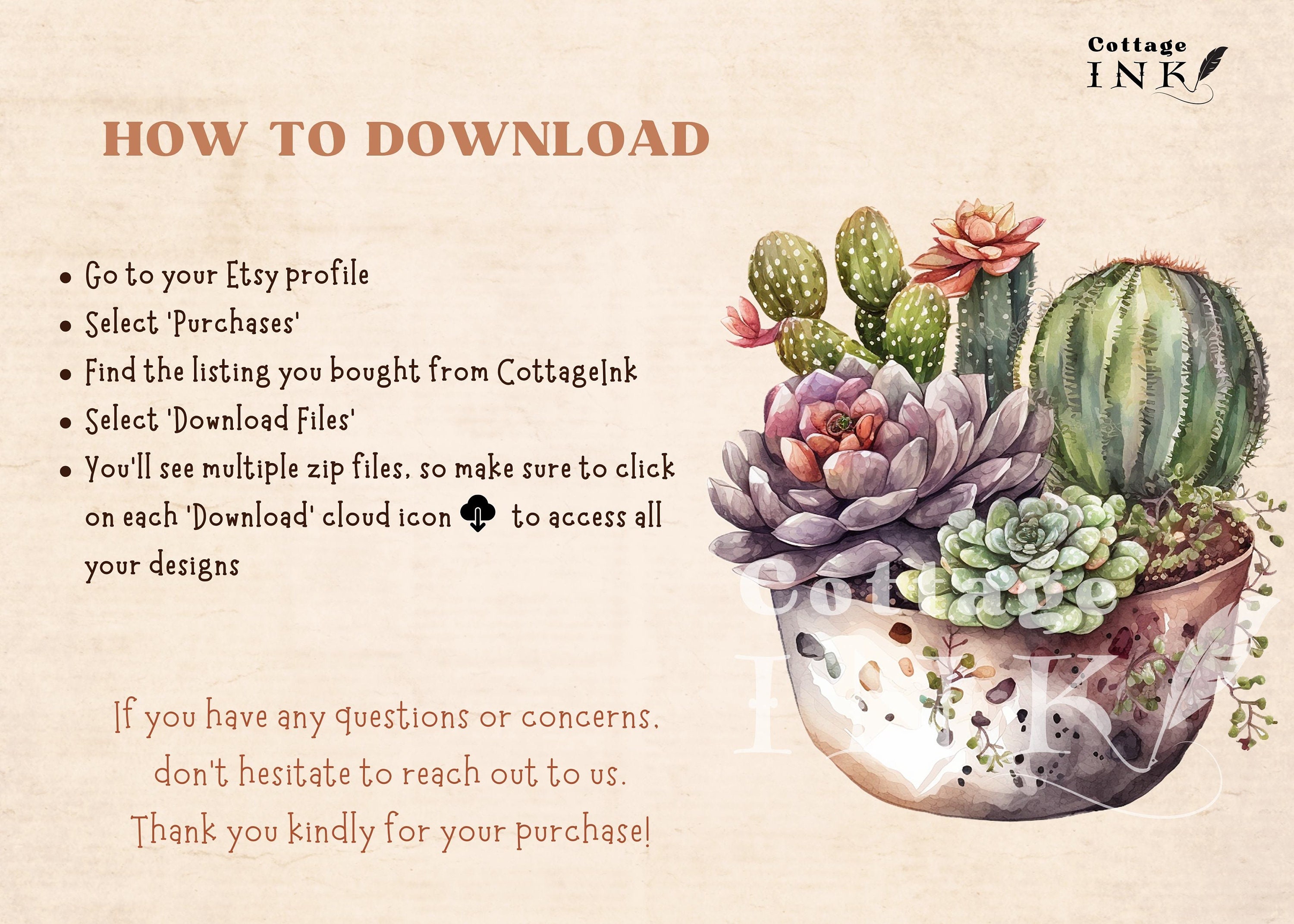 Watercolor Succulents Clipart Bundle Boho Cactus and - Etsy