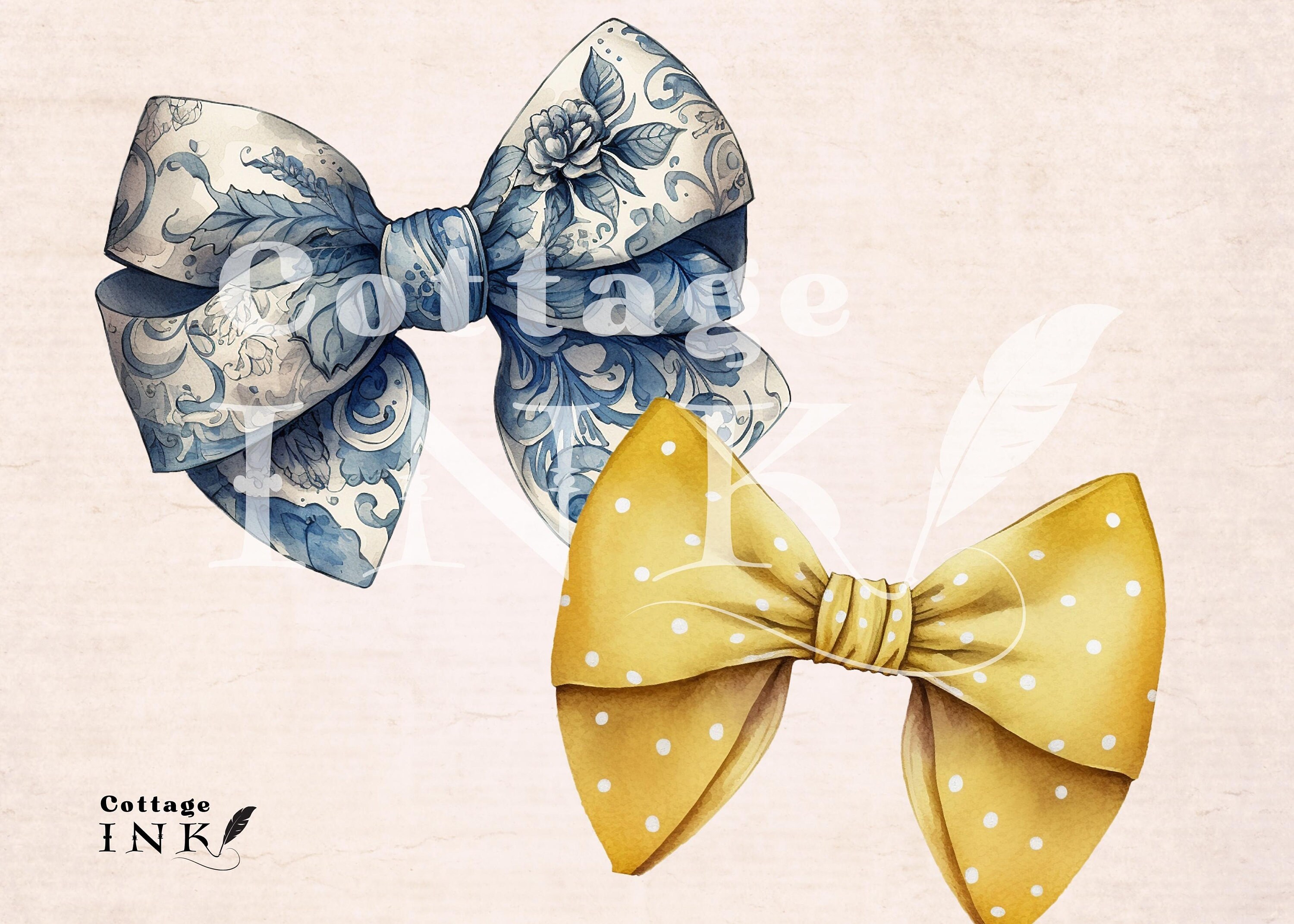 Vintage Bows Clipart Bundle Watercolor Ribbon Bow PNG - Etsy