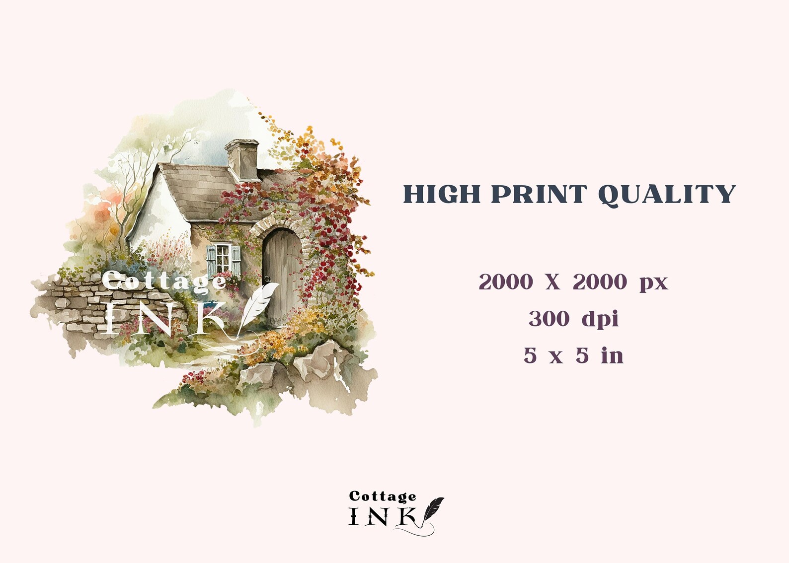 Cottage Garden Clipart Bundle Floral Cottage Stone Wall - Etsy