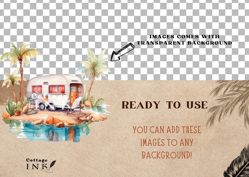 Watercolor Campervan Clipart Bundle, Travel Vanlife Clipart, Cozy Lake ...