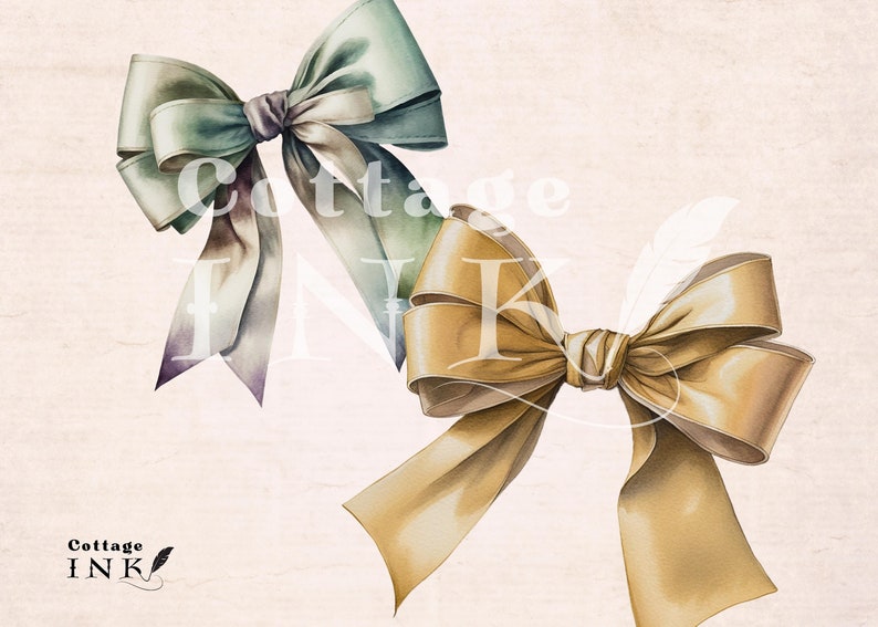 Vintage Bows Clipart Bundle Watercolor Ribbon Bow PNG - Etsy