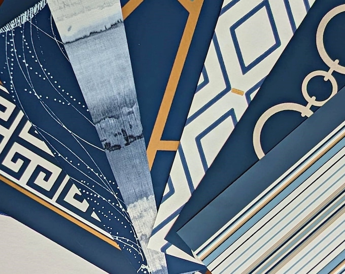Navy Blue Assorted Wallpaper Patterned Sheets Crafting Paper Dark Blue ...