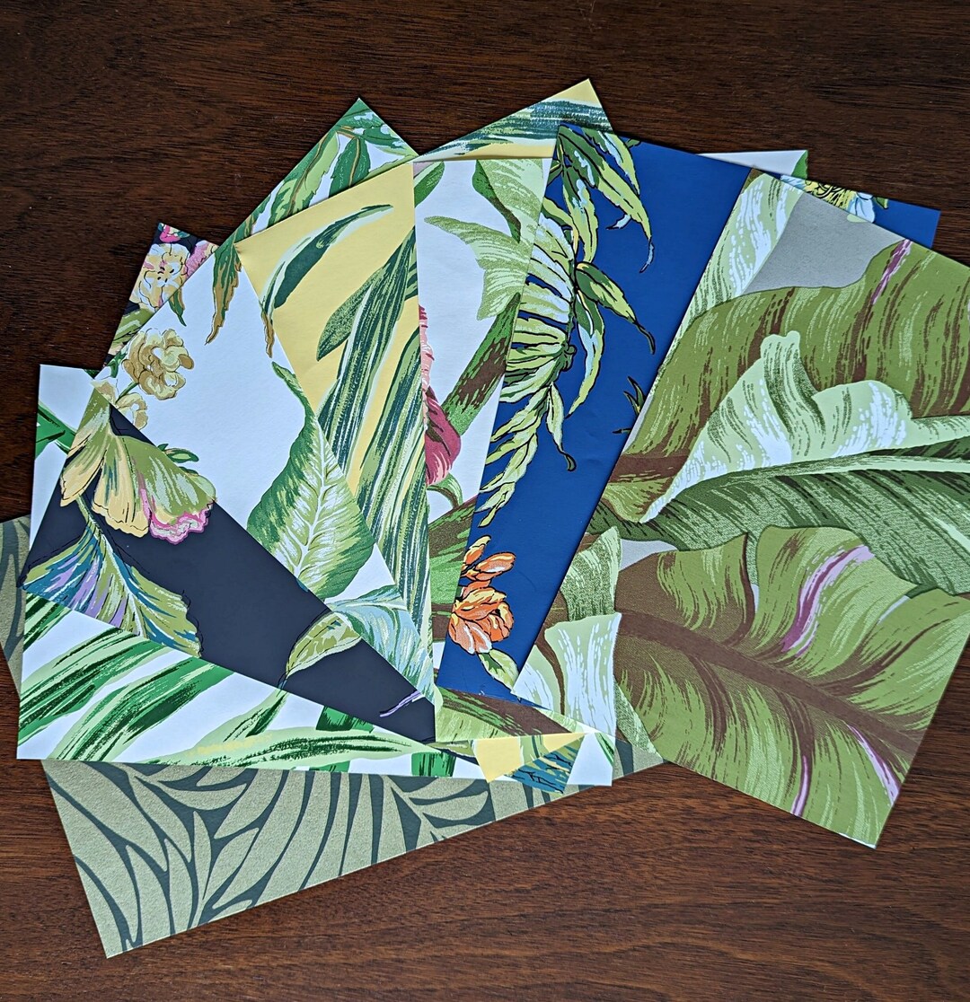 Tropical Theme Paper Sheets Banana Leaf Wallpaper Tropical Scrapbook ...