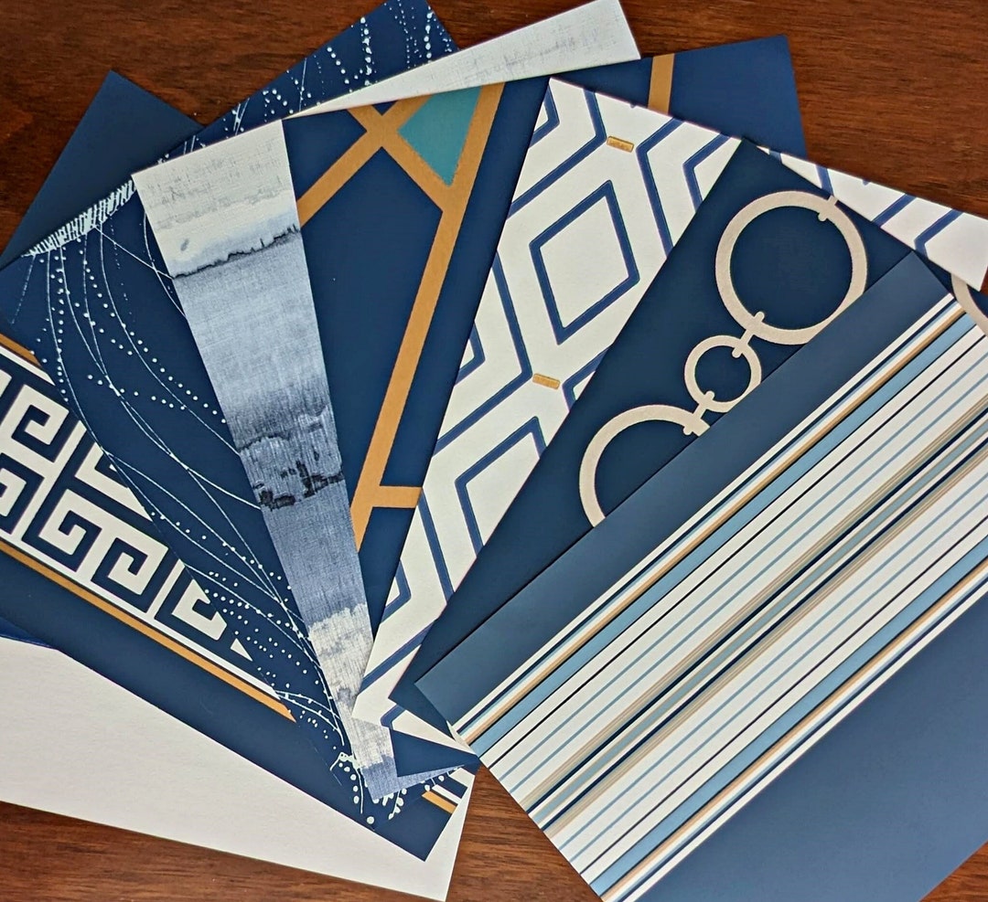 Navy Blue Assorted Wallpaper Patterned Sheets Crafting Paper Dark Blue ...