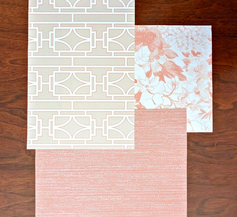 Coral Tones Mixed Patterns Wallpaper Sample Sheets Crafting Paper ...
