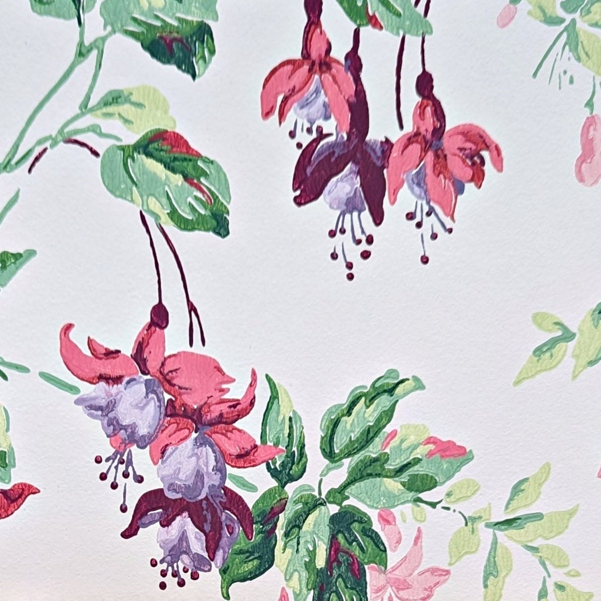 Vintage Floral Wallpaper Sample Sheets Flower Paper Scrapbook Paper ...