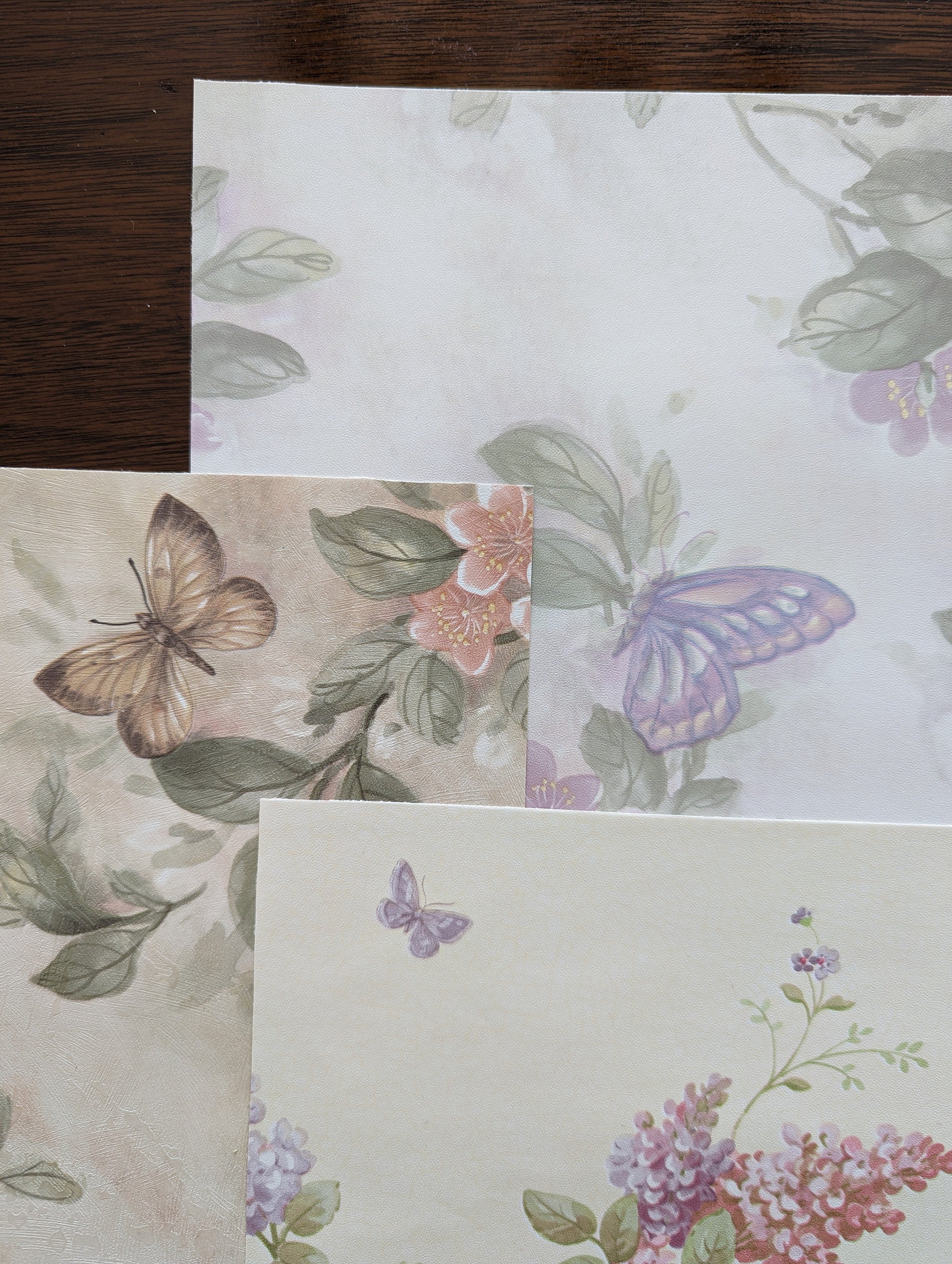 Vintage Floral Wallpaper Sample Sheets Flower Paper Scrapbook Paper ...