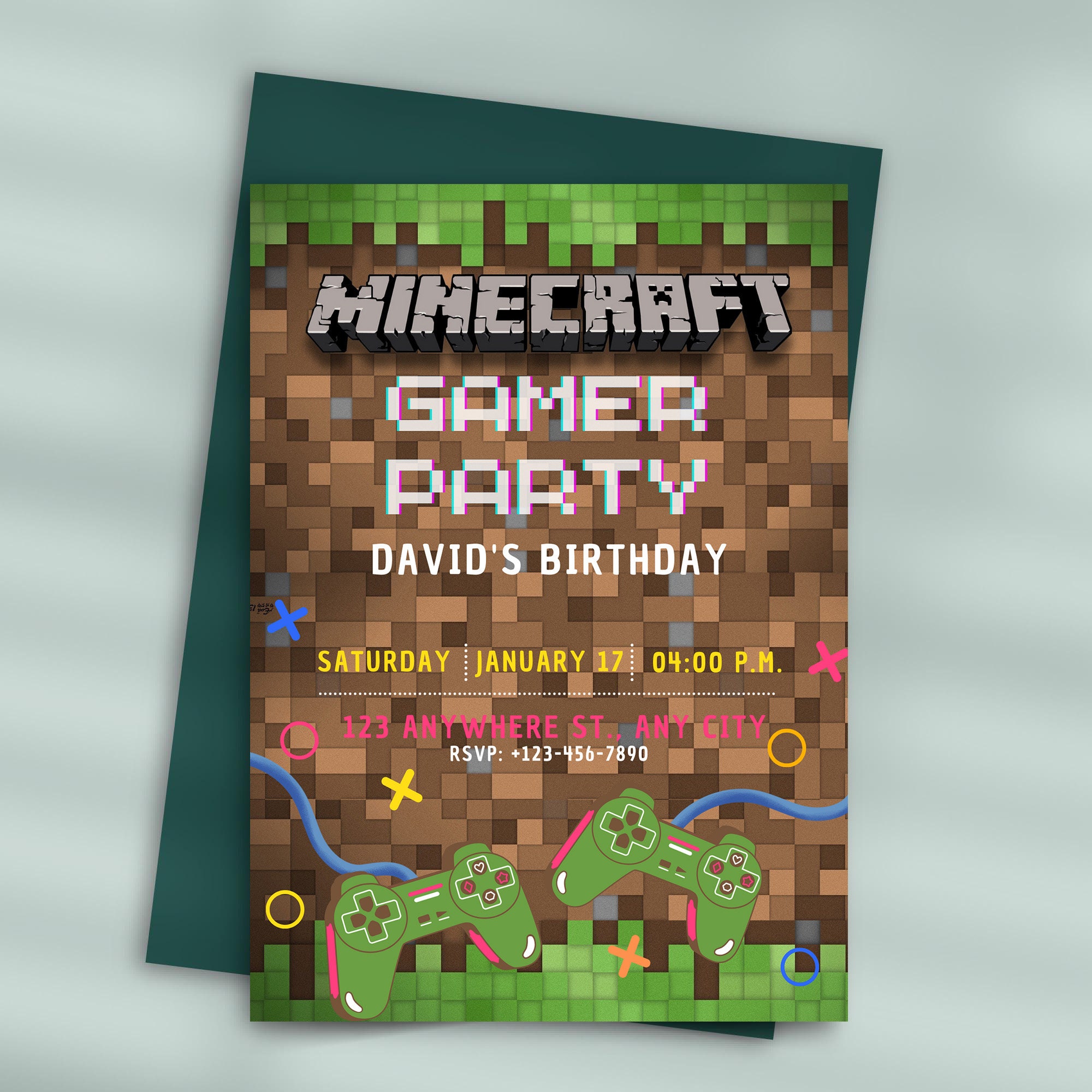 Personalized Gamer Minecraft Kids Birthday Invitation - Etsy