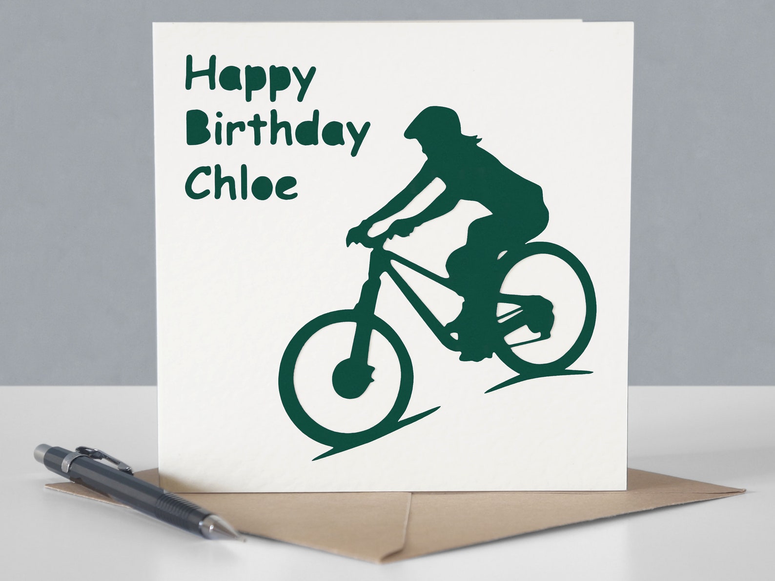 Personalised Mountain Bike Birthday Card for Her - Papercut Girl ...
