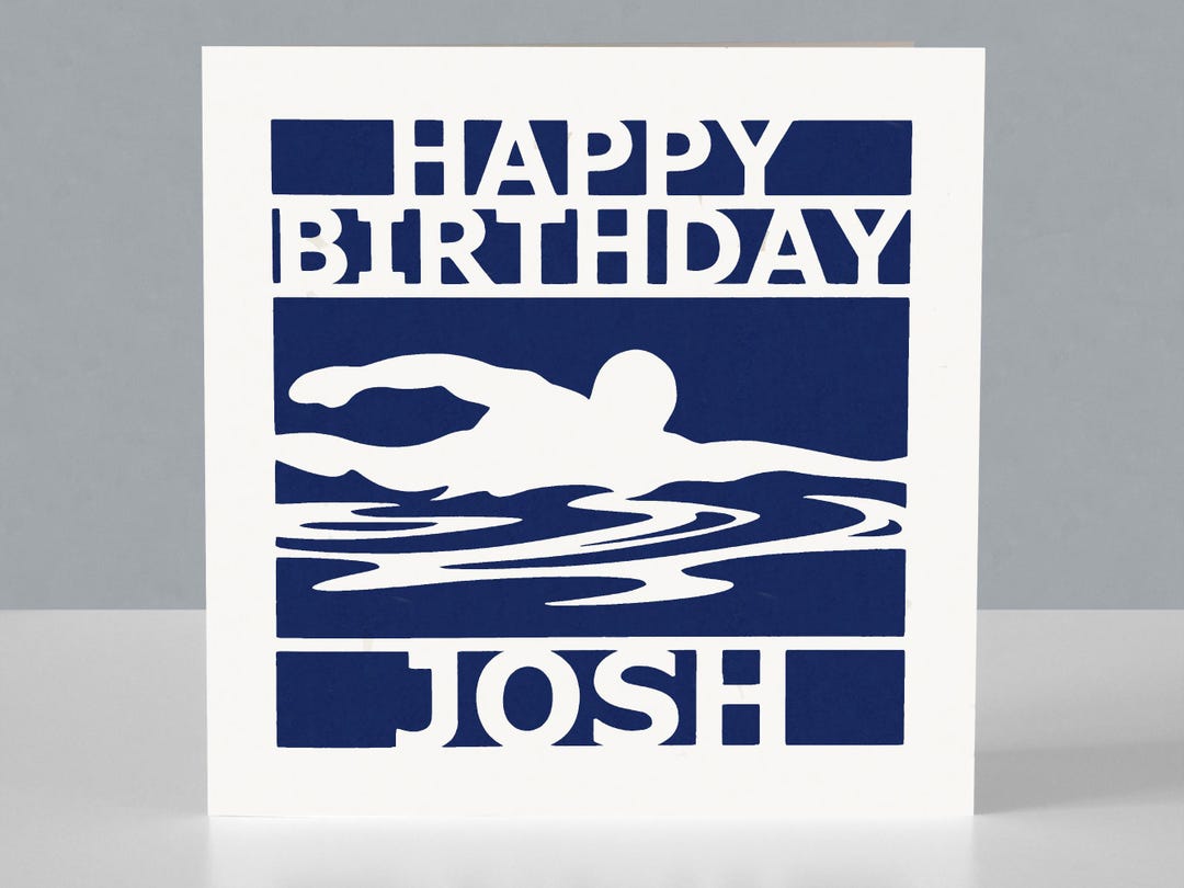Personalised Swimming Birthday Card - Papercut Greetings Card - Etsy